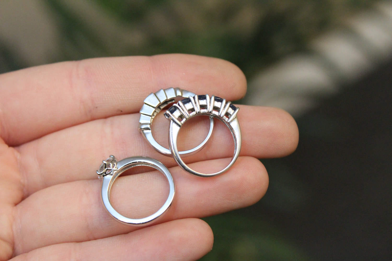 Sterling Ring Lot, Lot of 3, Sterling Silver CZ Rings, Sapphire Band ...
