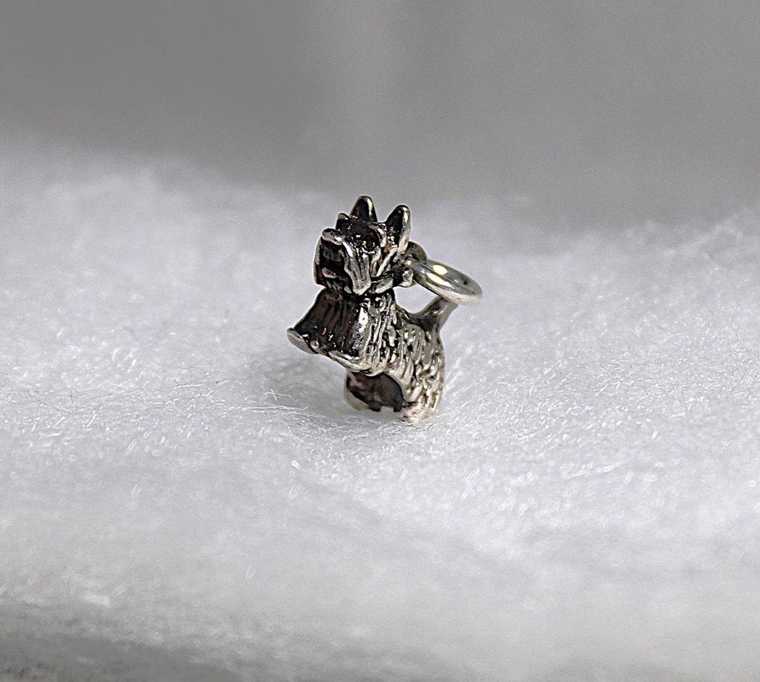 Vintage Sterling Silver Bracelet Charm, Unique Schnauzer Bracelet Charm ...