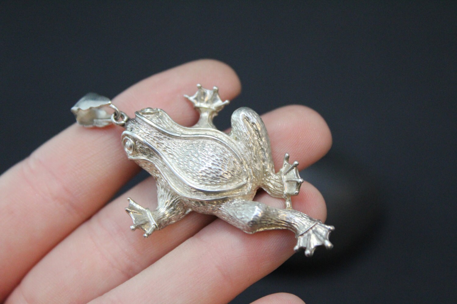 Large Sterling Frog Pendant, Sterling Silver Frog, Frog Jewelry, Silver ...