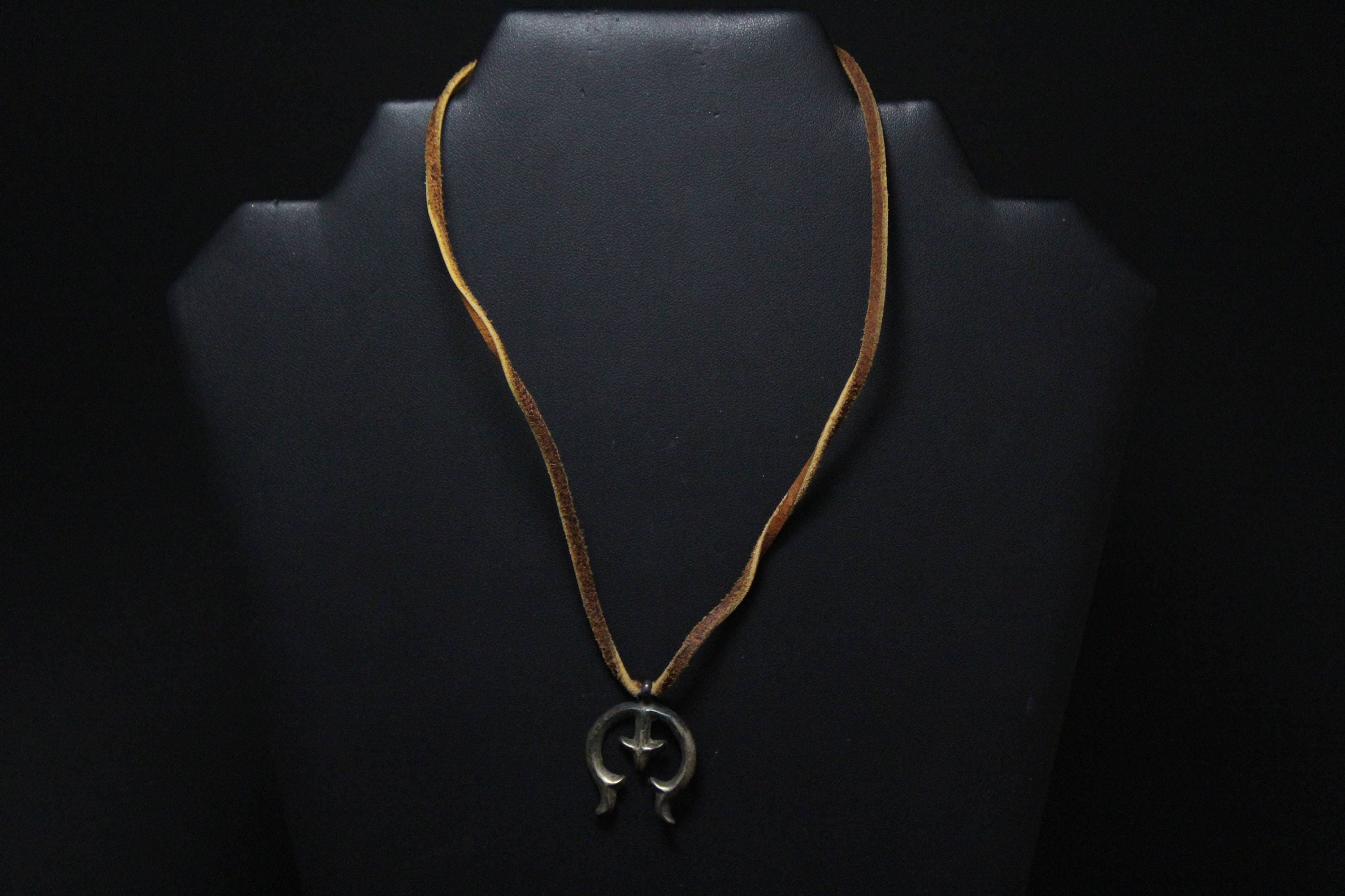 Old Pawn Coin Silver Naja Pendant on Leather Cord, Coin Silver Necklace ...