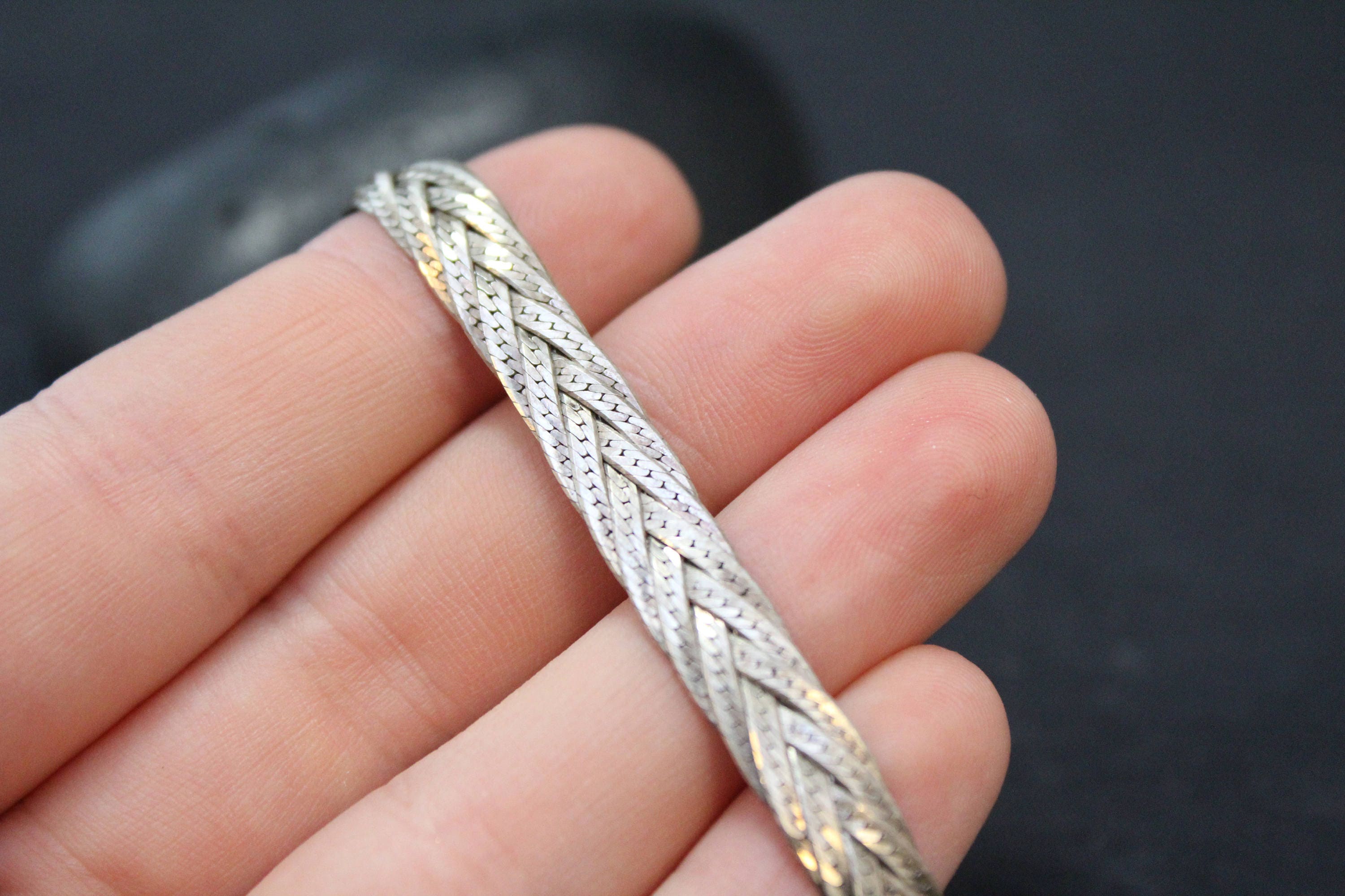Sterling Silver Italian Braided Chain Bracelet, Italian Silver Braided ...
