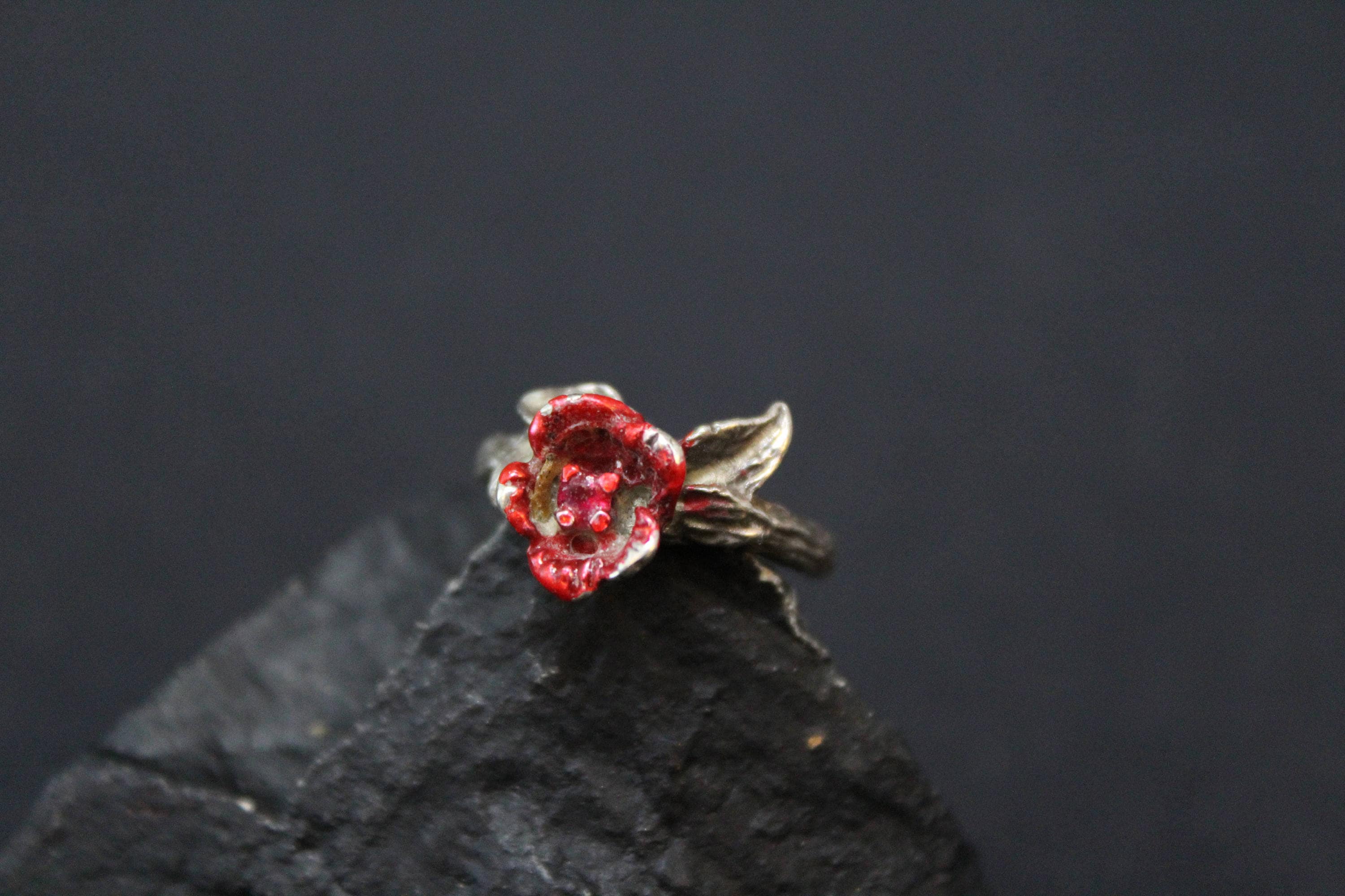 Sterling Silver Red Rose Ring, Sterling Rose Ring, Sterling Silver ...