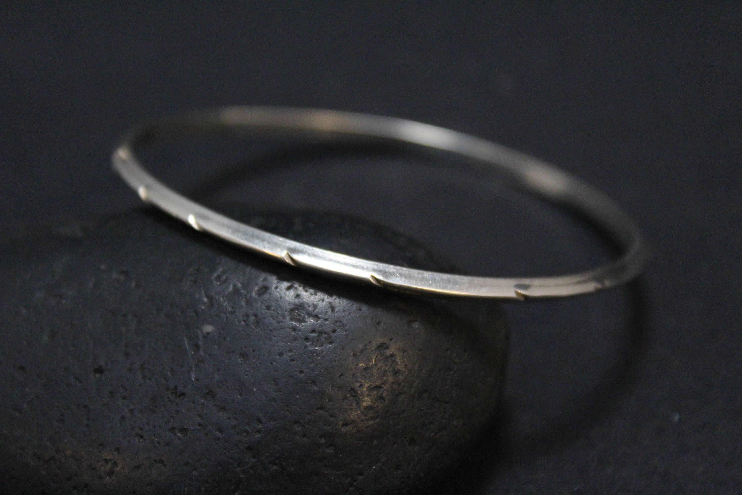 Thin Sterling Silver Bangle, Thin Tribal Bangle, Thin Sterling Bracelet ...
