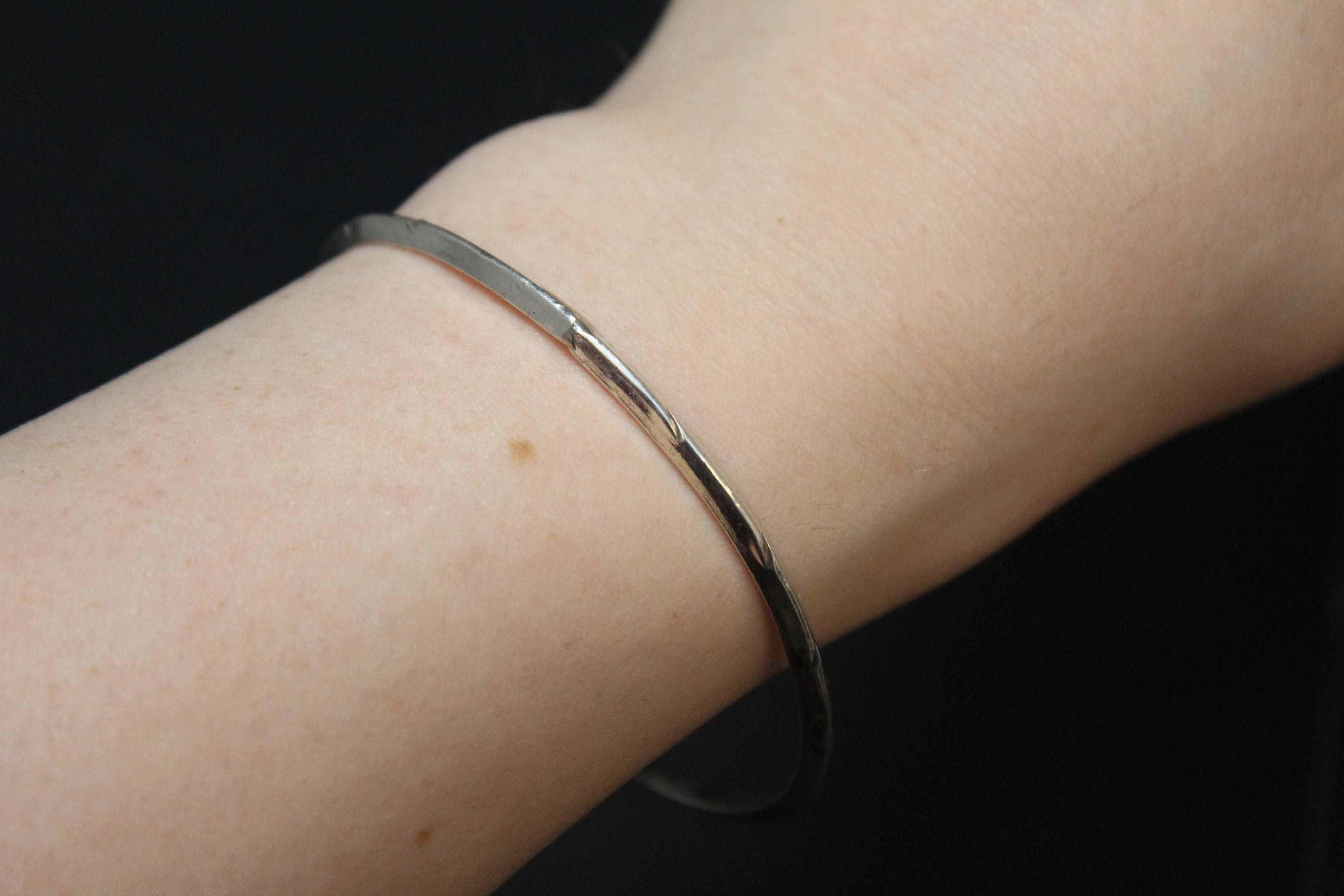 Thin Sterling Silver Bangle, Thin Tribal Bangle, Thin Sterling Bracelet ...