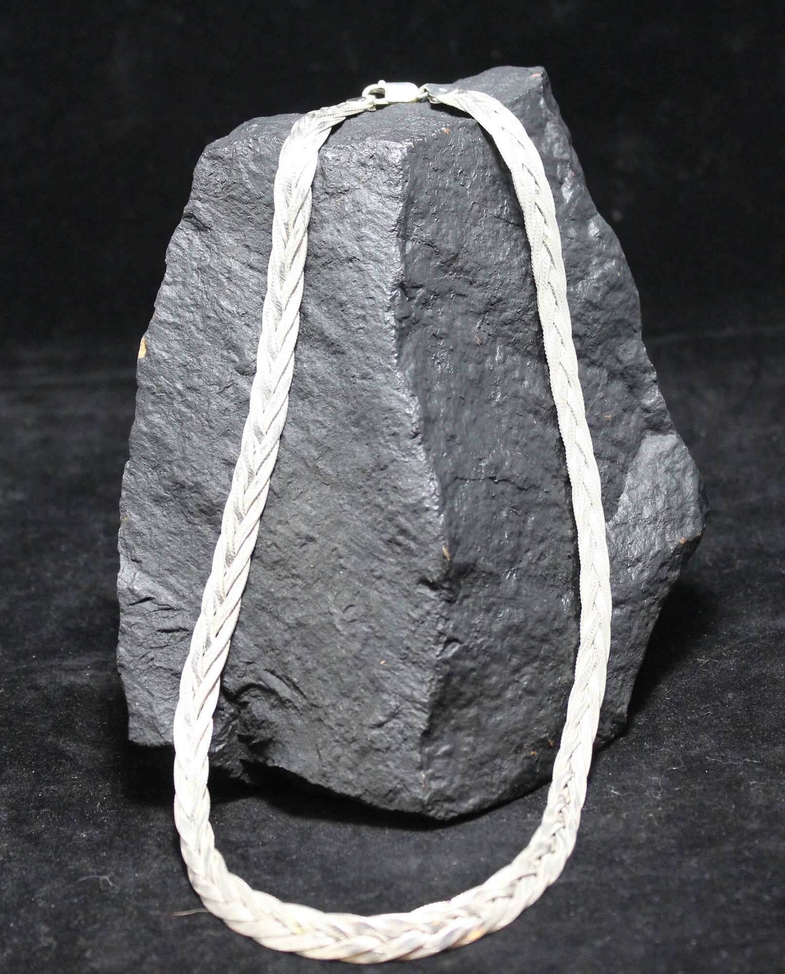 Sterling Silver Woven Italian Necklace, Sterling Silver Flat Link ...