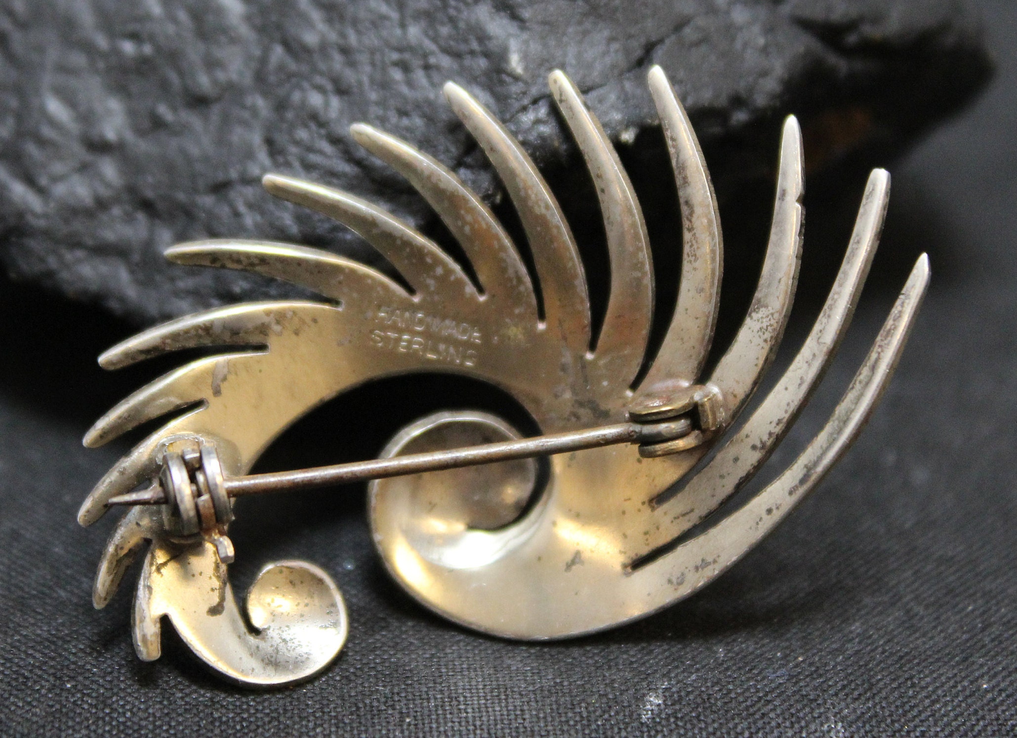 Sterling Silver Handmade Abstract Pin, Sterling Silver Geometric Brooch