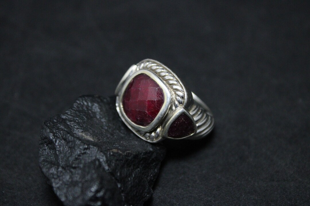 Unique Sterling Silver Rope Style Ring, Sterling Silver Garnet Ring ...