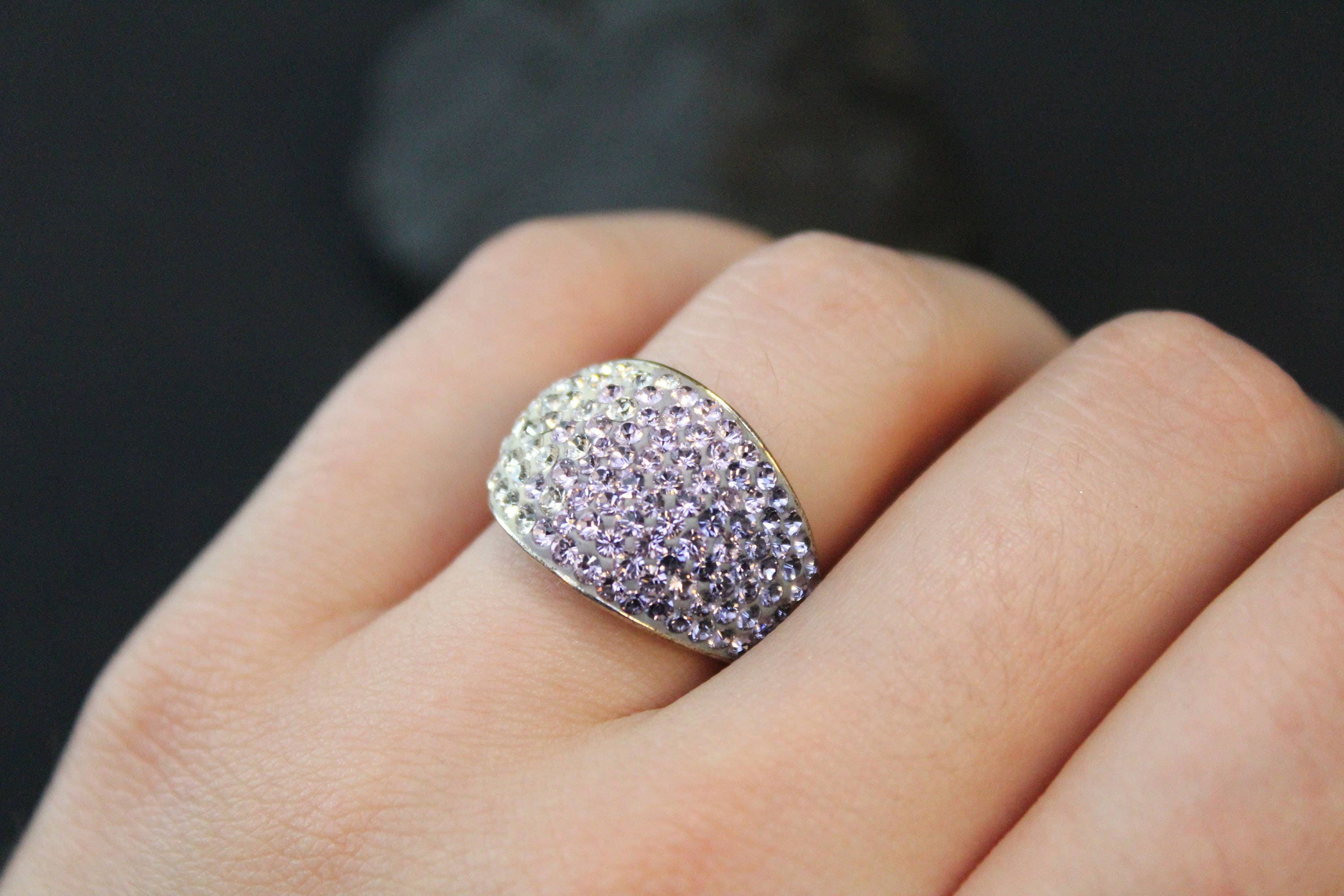Sterling Silver Lavender Ombre Pave Ring, Pave Ombre Ring, Sterling ...