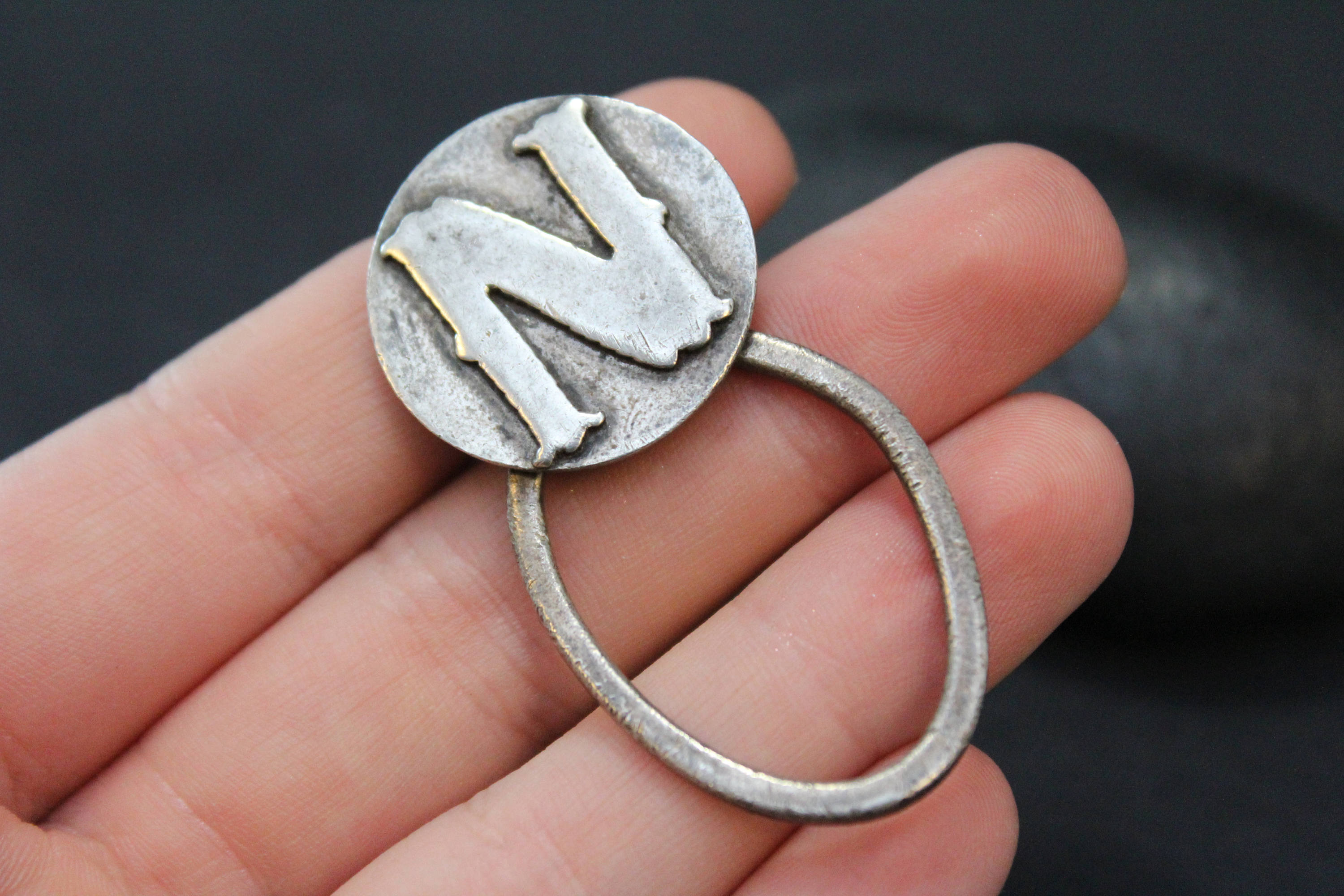 Sterling Silver Letter N Initial Key Holder, Sterling Silver Key Chain ...