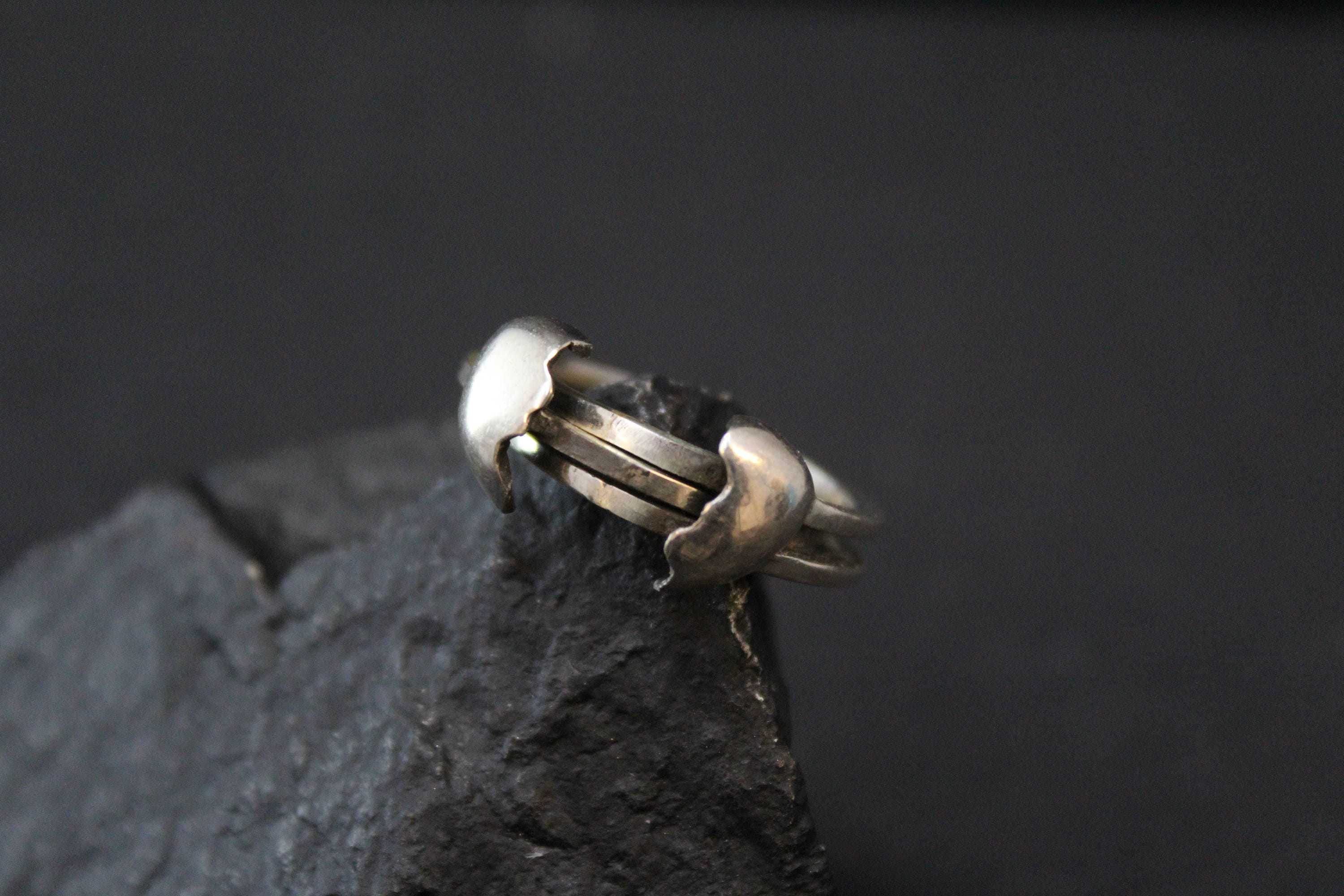 Sterling Silver Two Piece Heart Puzzle Ring, Broken Heart Ring, Heart ...