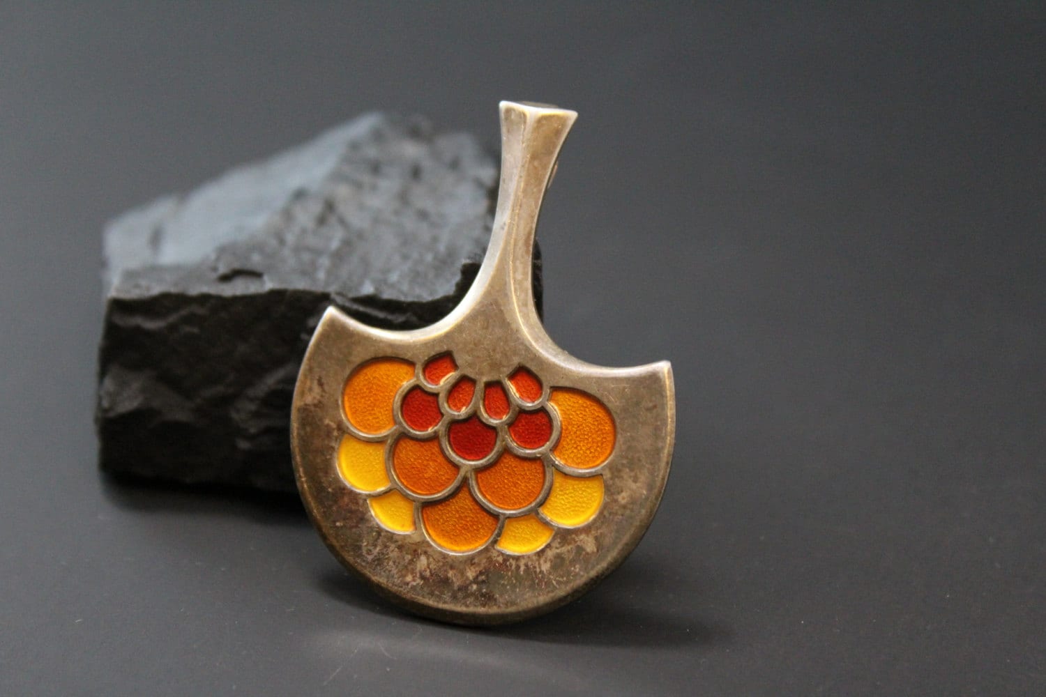 Sterling Silver and Enamel David Anderson Modernist Norway Pendant