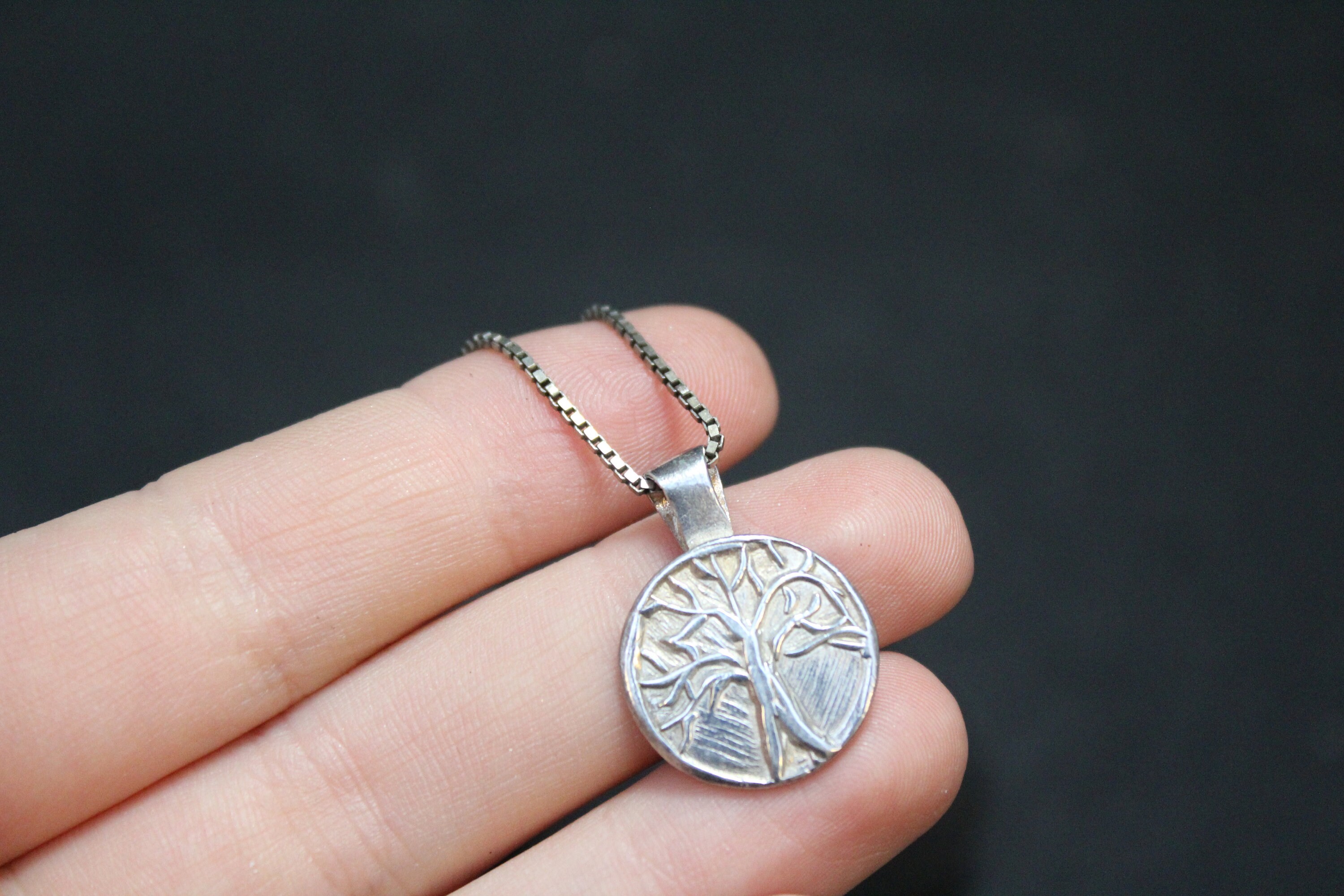 Sterling Silver Tree Medallion Necklace, Sterling Tree Necklace, Tree ...