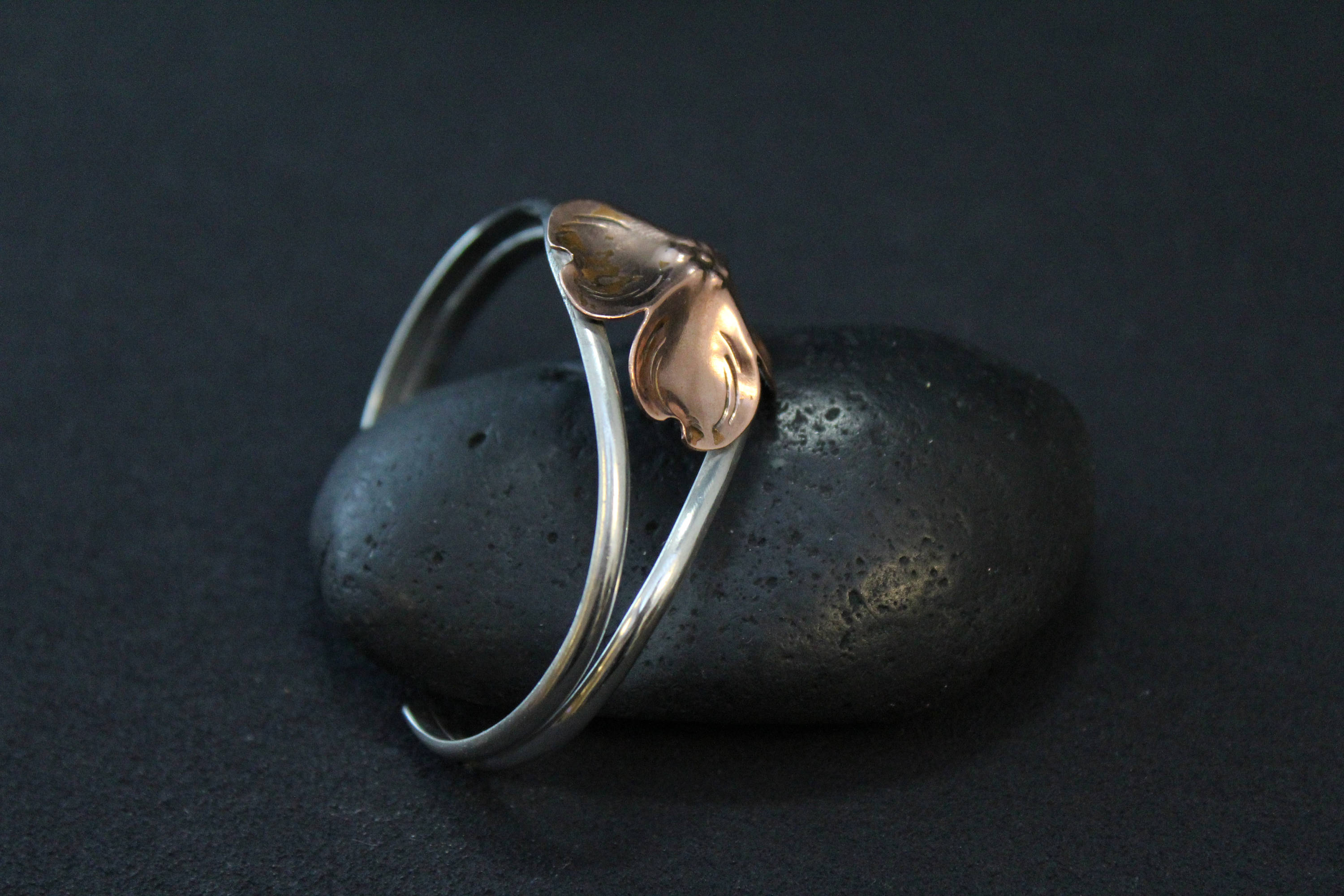 Sterling Silver and Copper Stuart Nye Dogwood Cuff Bracelet, Flower ...