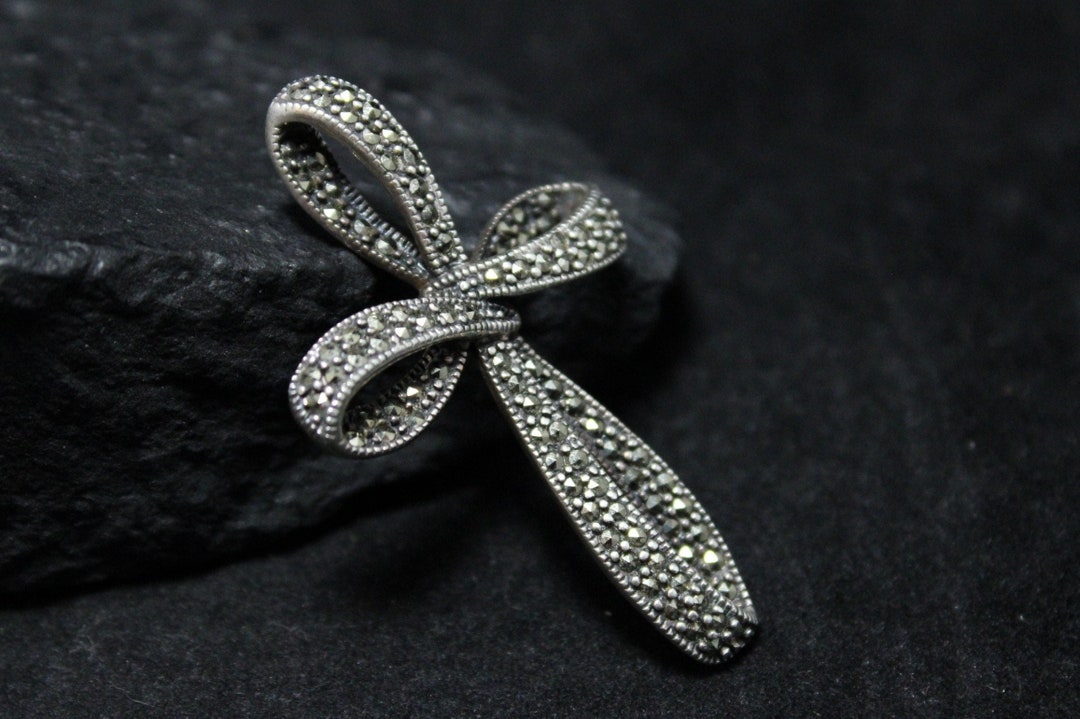Sterling Silver Marcasite Cross Pendant, Marcasite Cross Pendant ...