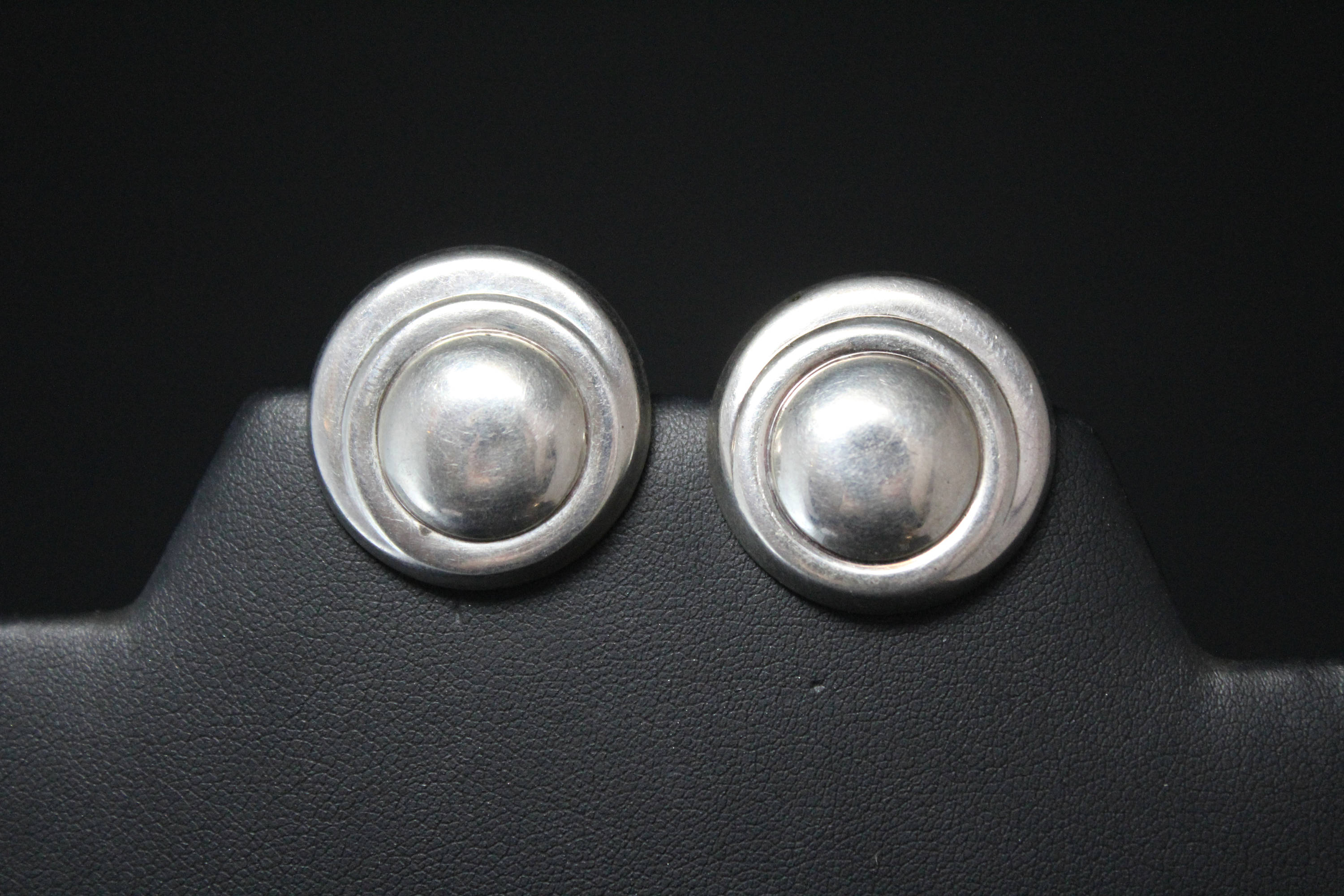 Sterling Silver Modern Button Earrings, Bold Sterling Silver Earrings ...
