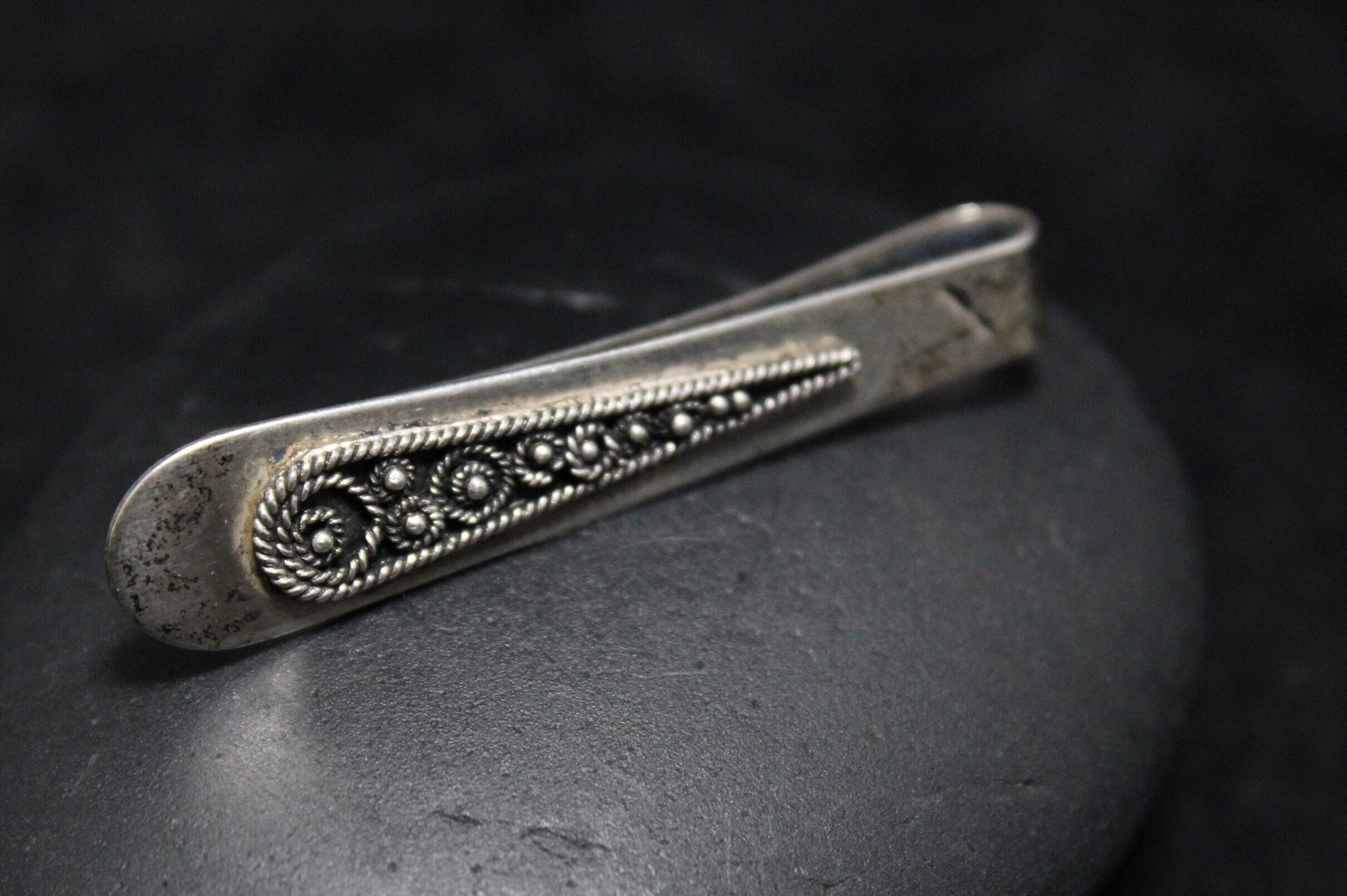 Sterling Silver Vintage Filigree Tie Clip Money Clip, Textured Money ...