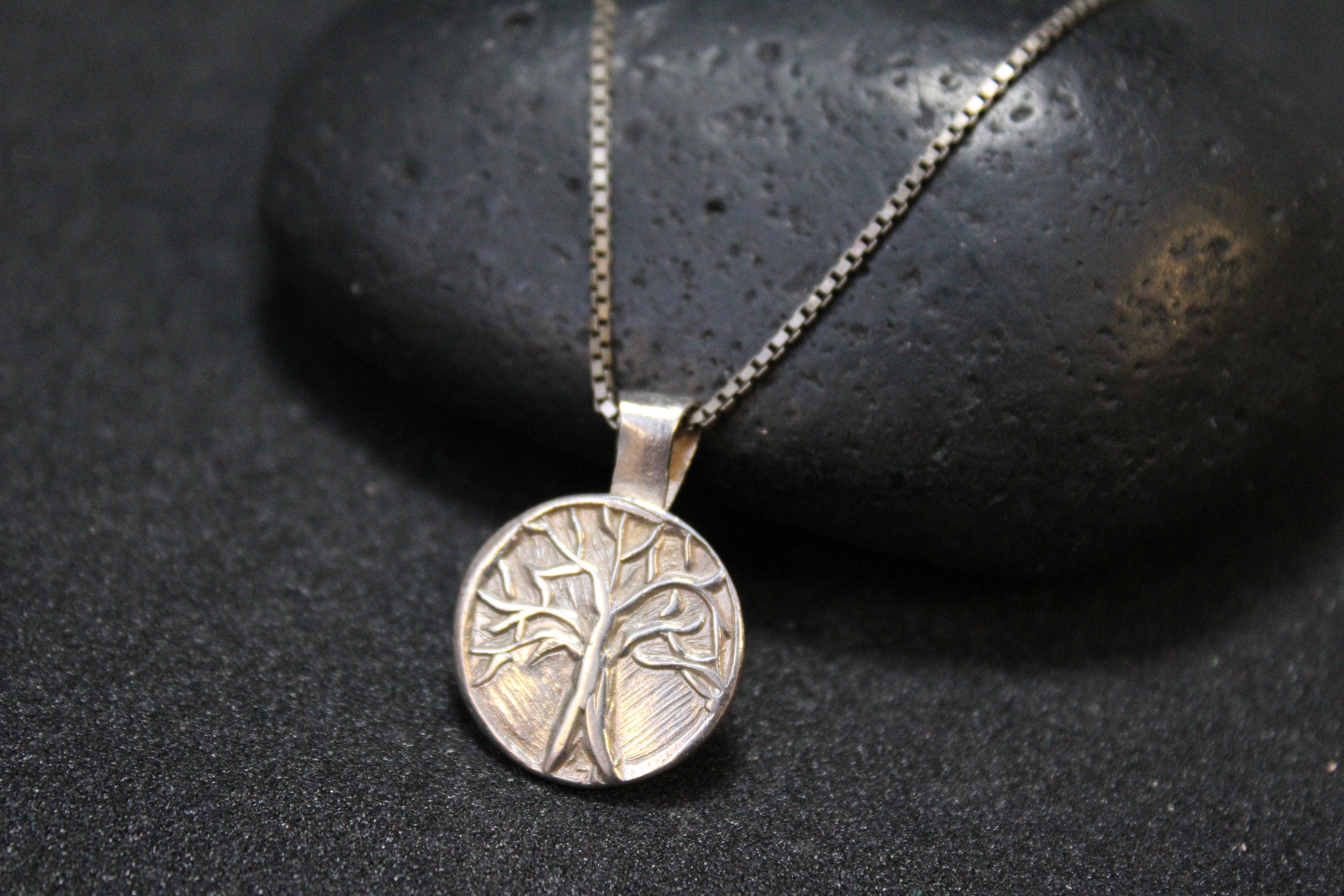 Sterling Silver Tree Medallion Necklace, Sterling Tree Necklace, Tree ...