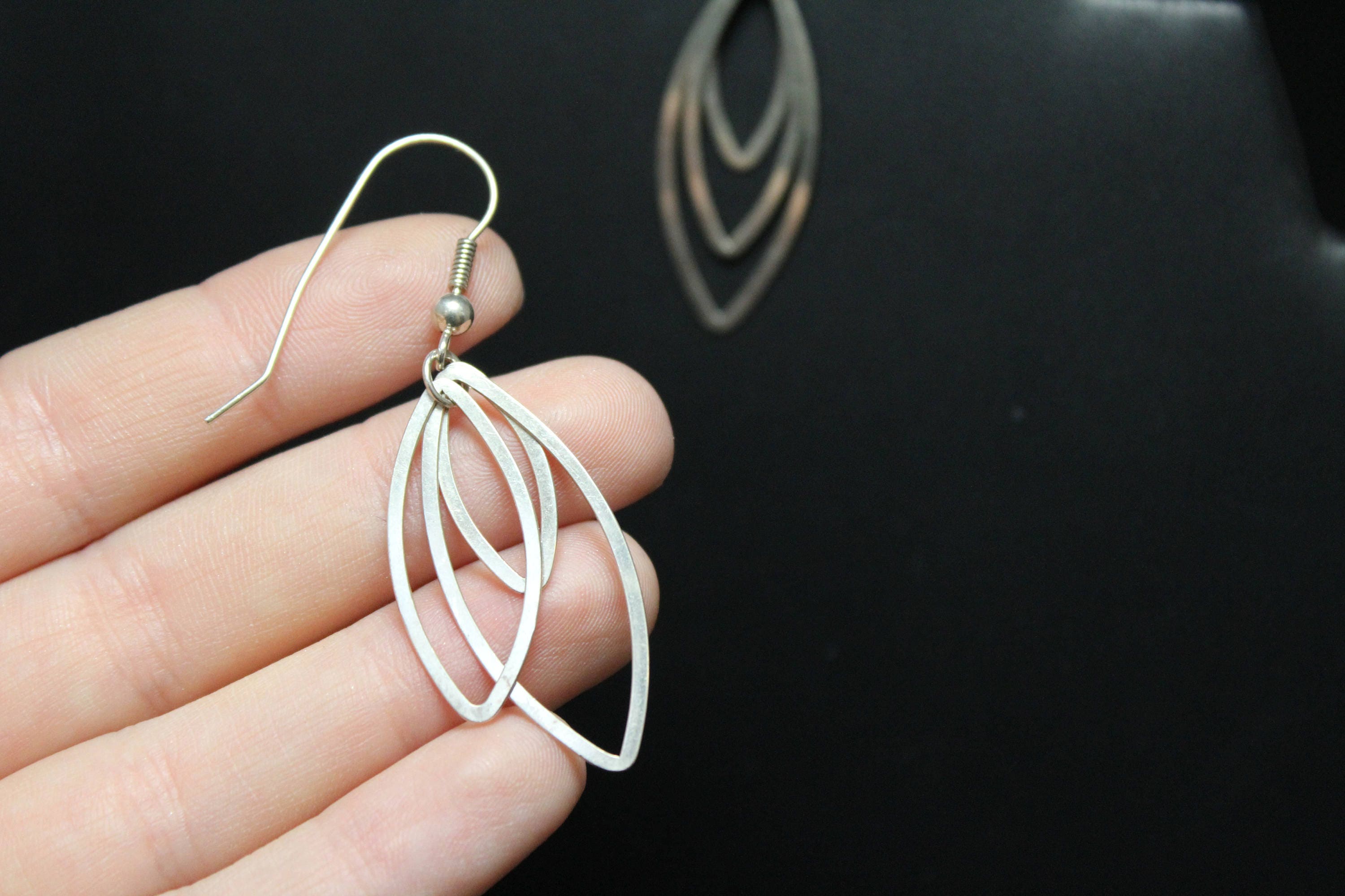 Sterling Silver Abstract Leaf Dangle Earrings, Lightweight Sterling ...