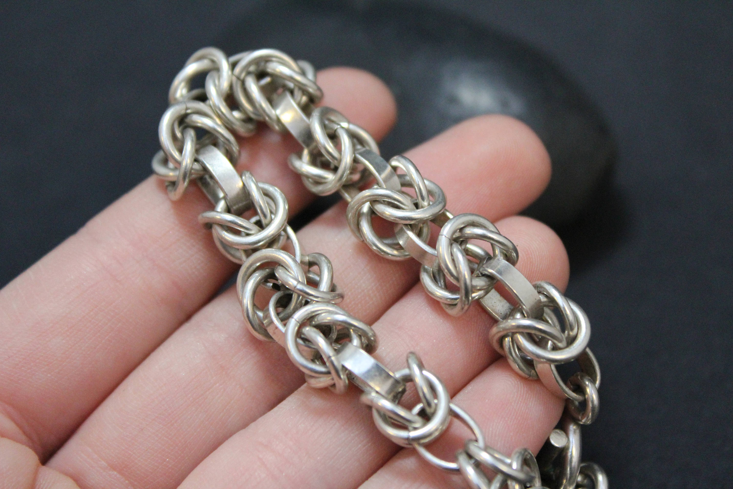 Unique Sterling Silver Heavy Link Bracelet, Sterling Silver Link ...