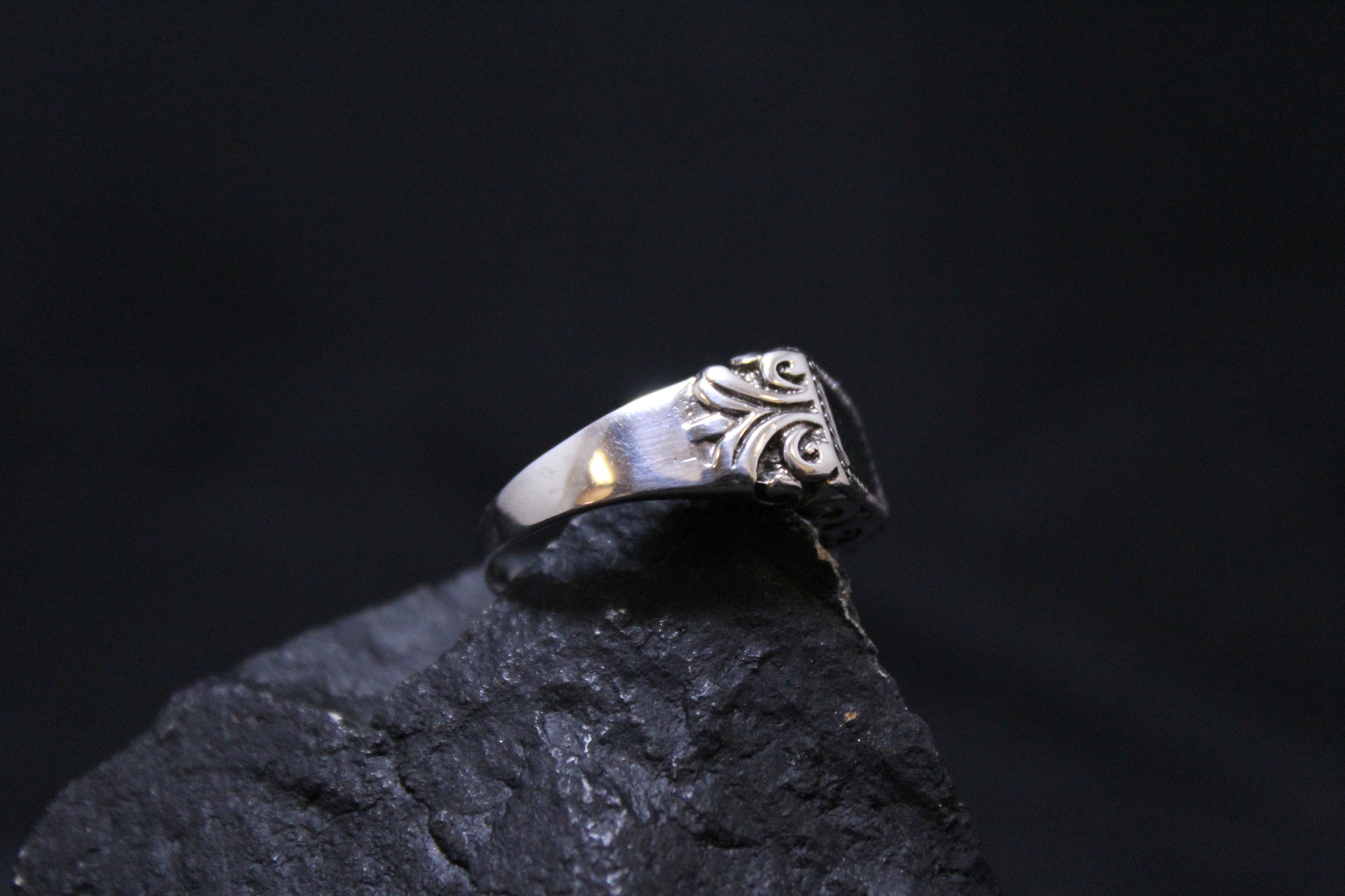 Sterling Silver Filigree Monogram Signet Ring, Vintage Silver Monogram ...