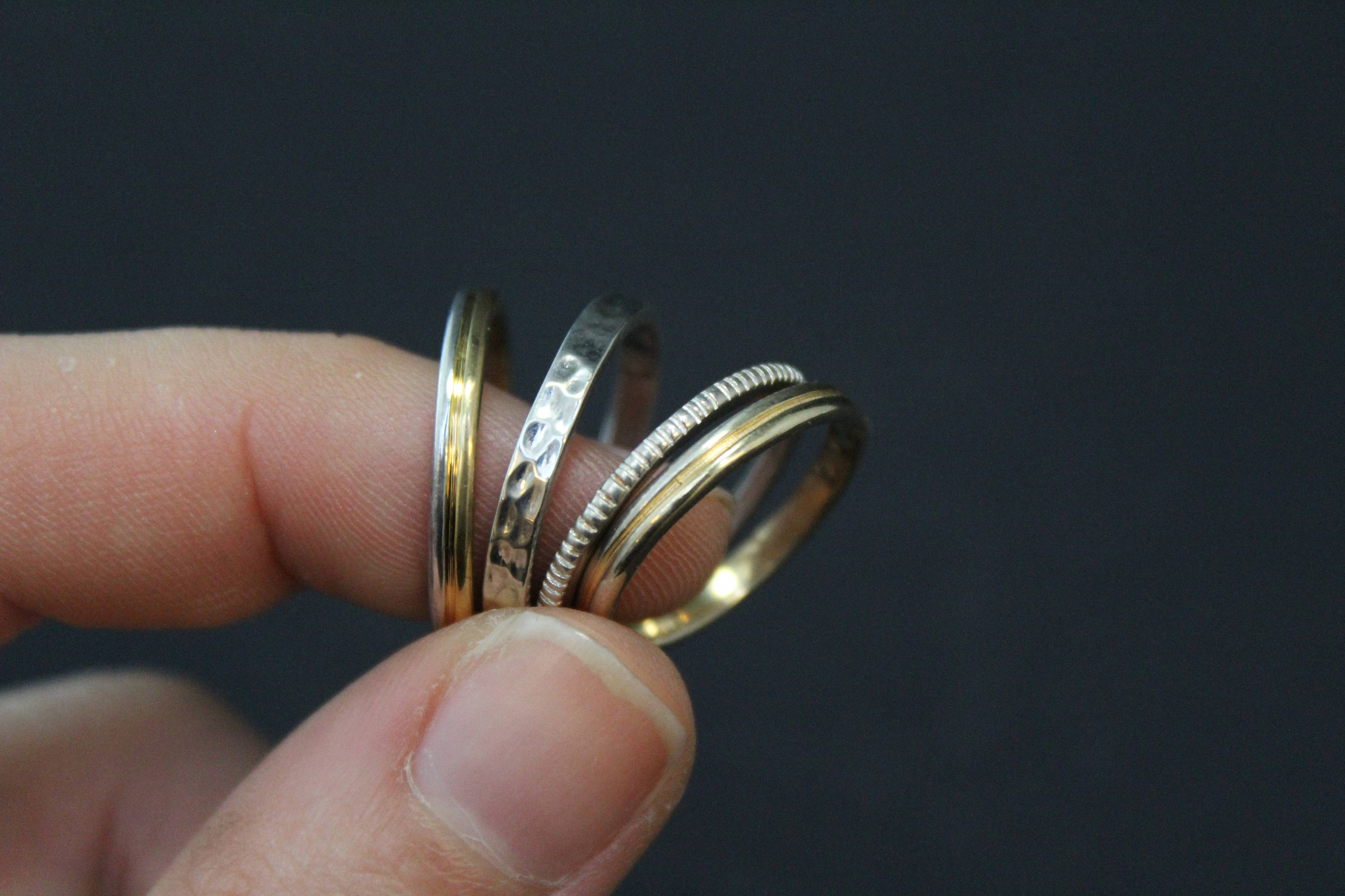 Set of 4 Sterling Silver Stacking Rings, Sterling Stackers, Two Tone ...