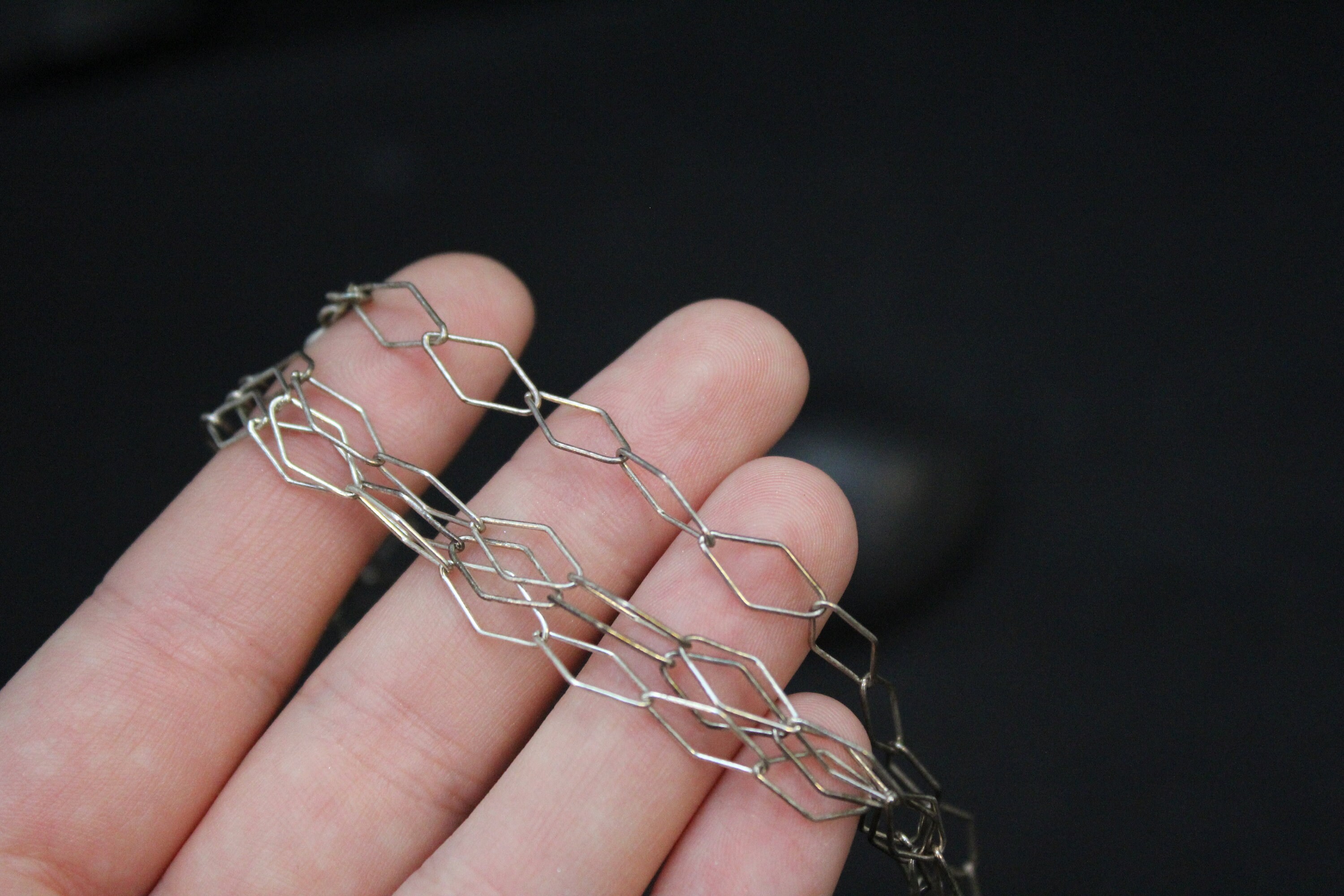 Sterling Silver Diamond Link Necklace, Sterling Silver Link Chain ...