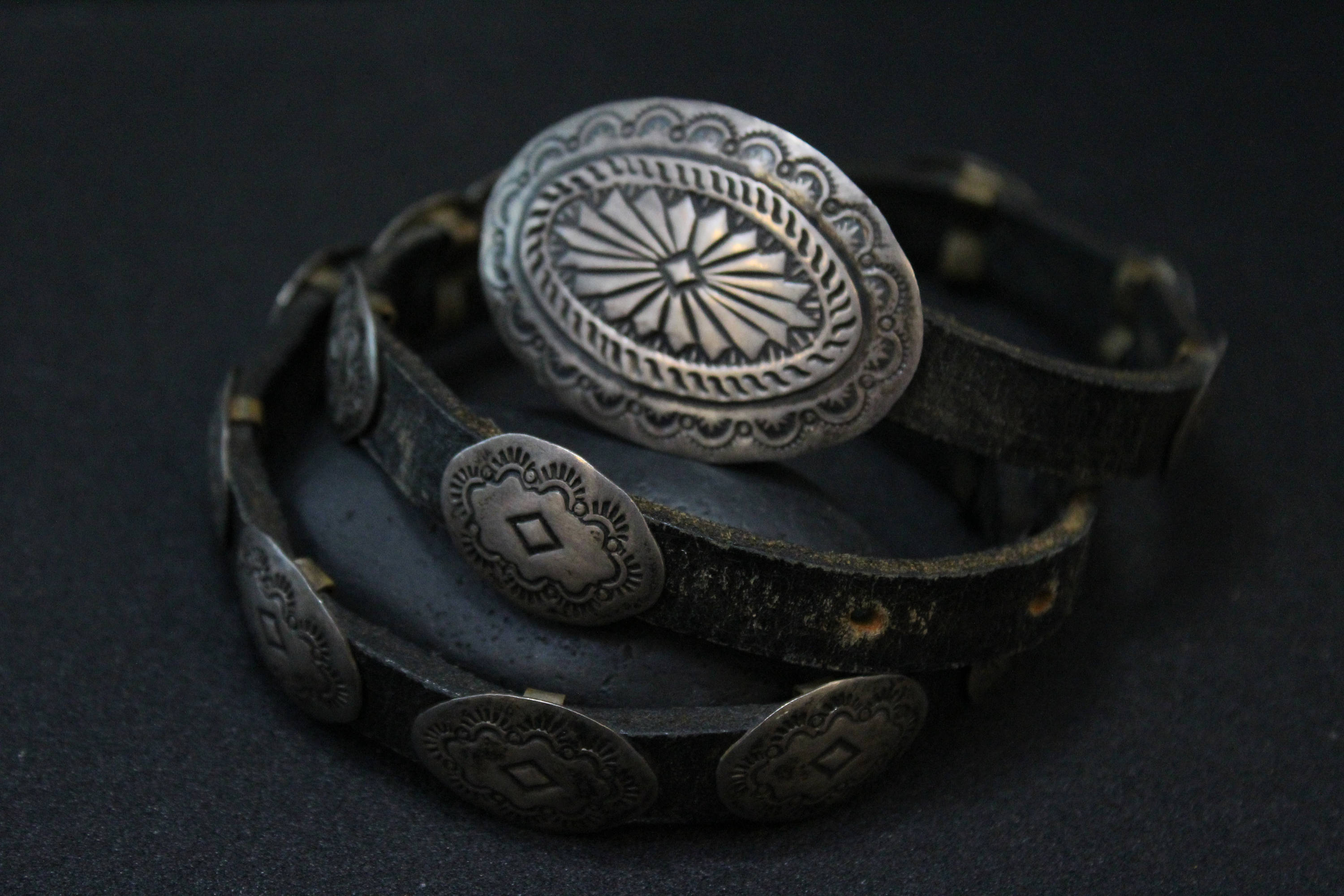 Sterling Silver and Leather Cowboy Hat Concho Band, Sterling Silver Hat ...