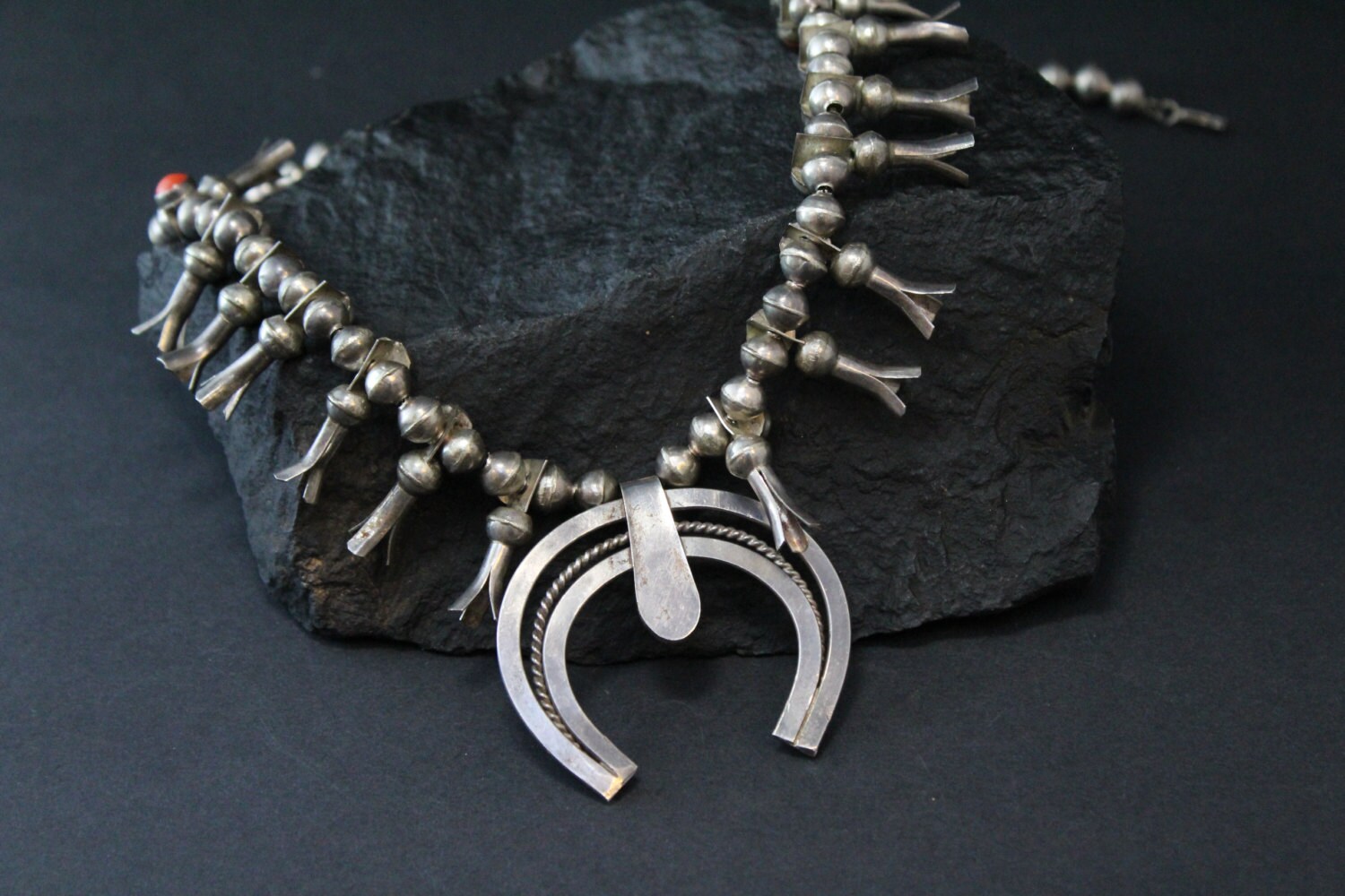 RESERVED Sterling Silver Native American Old Pawn Navajo Coral Squash ...