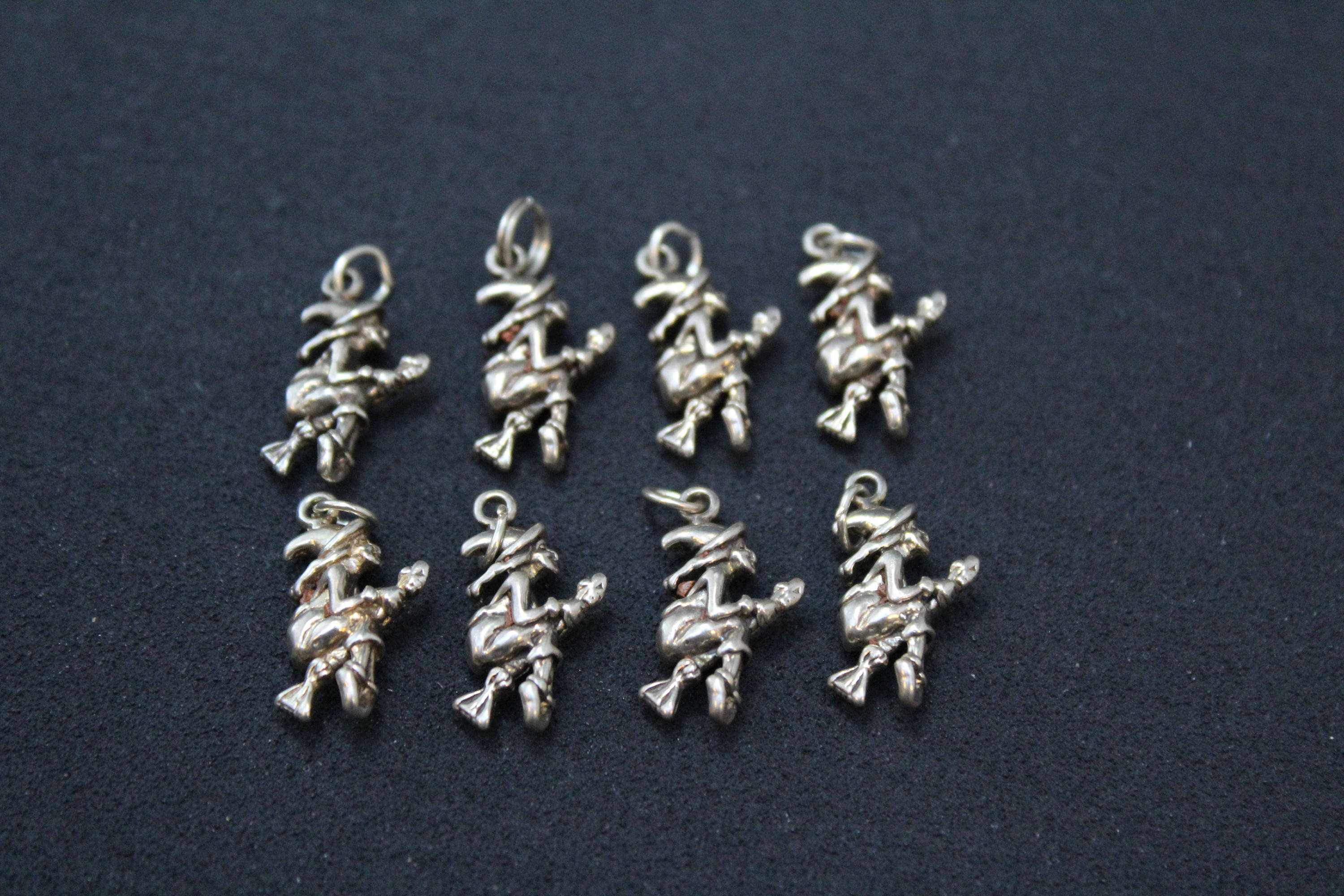 Set of 5 Sterling Silver Witch Charms, Halloween Charms, Sterling ...