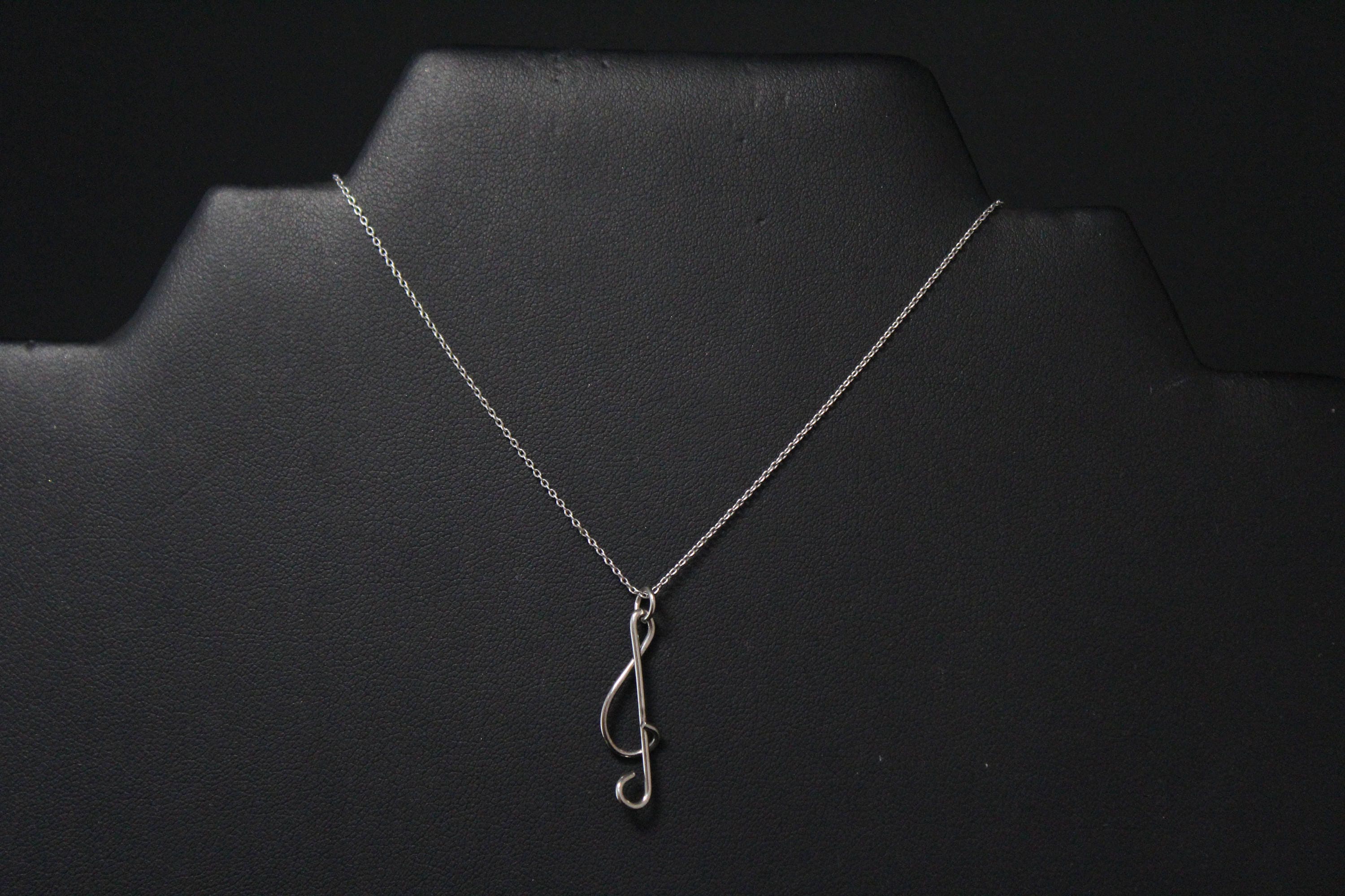 Sterling Silver Treble Clef Necklace, Treble Clef Pendant, Sterling ... Sterling Silver Treble Clef Necklace, Treble Clef Pendant, Sterling ...