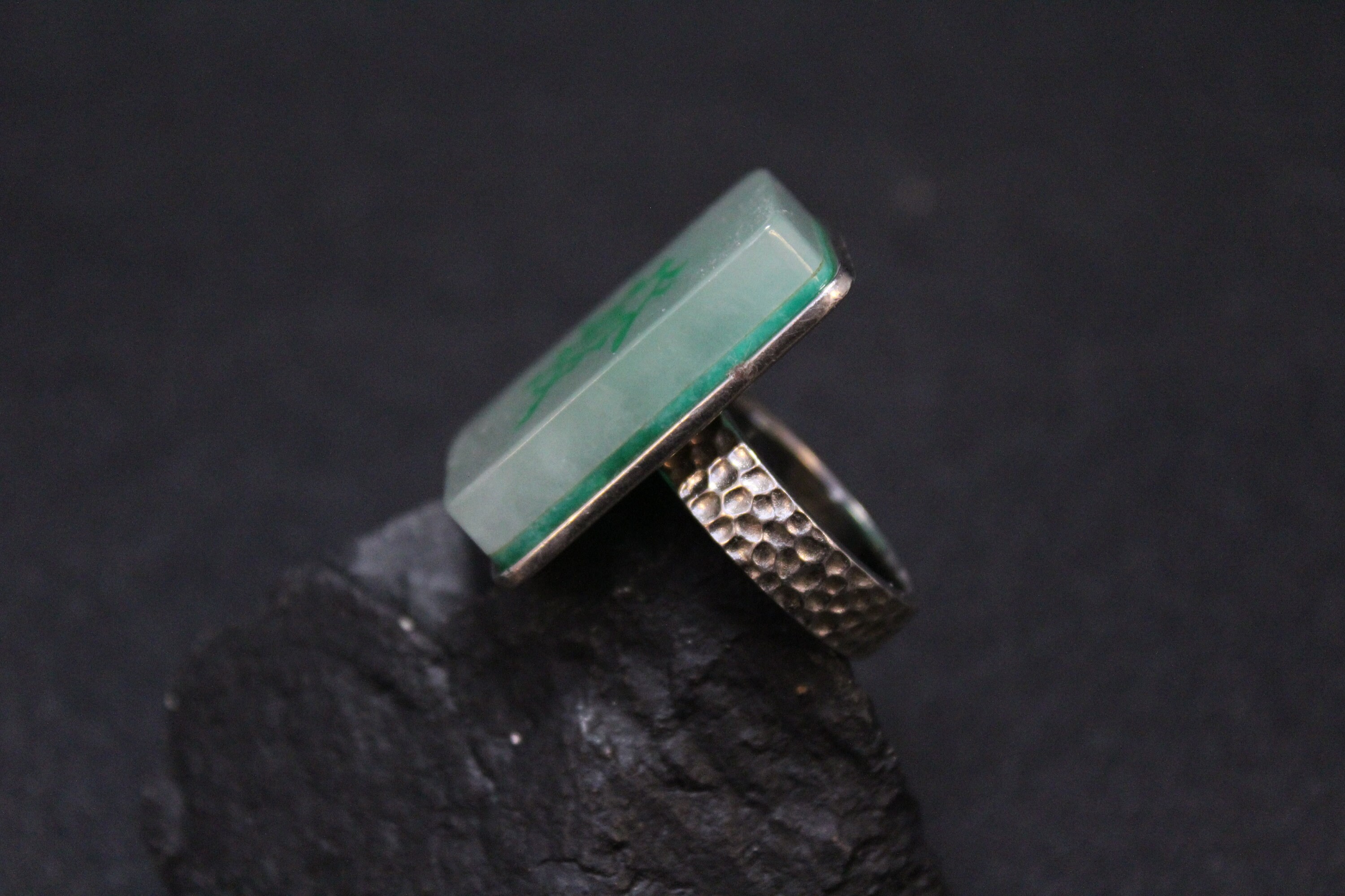 Sterling Silver and Jade Chinese Block Ring, Sterling Silver Jade Ring ...