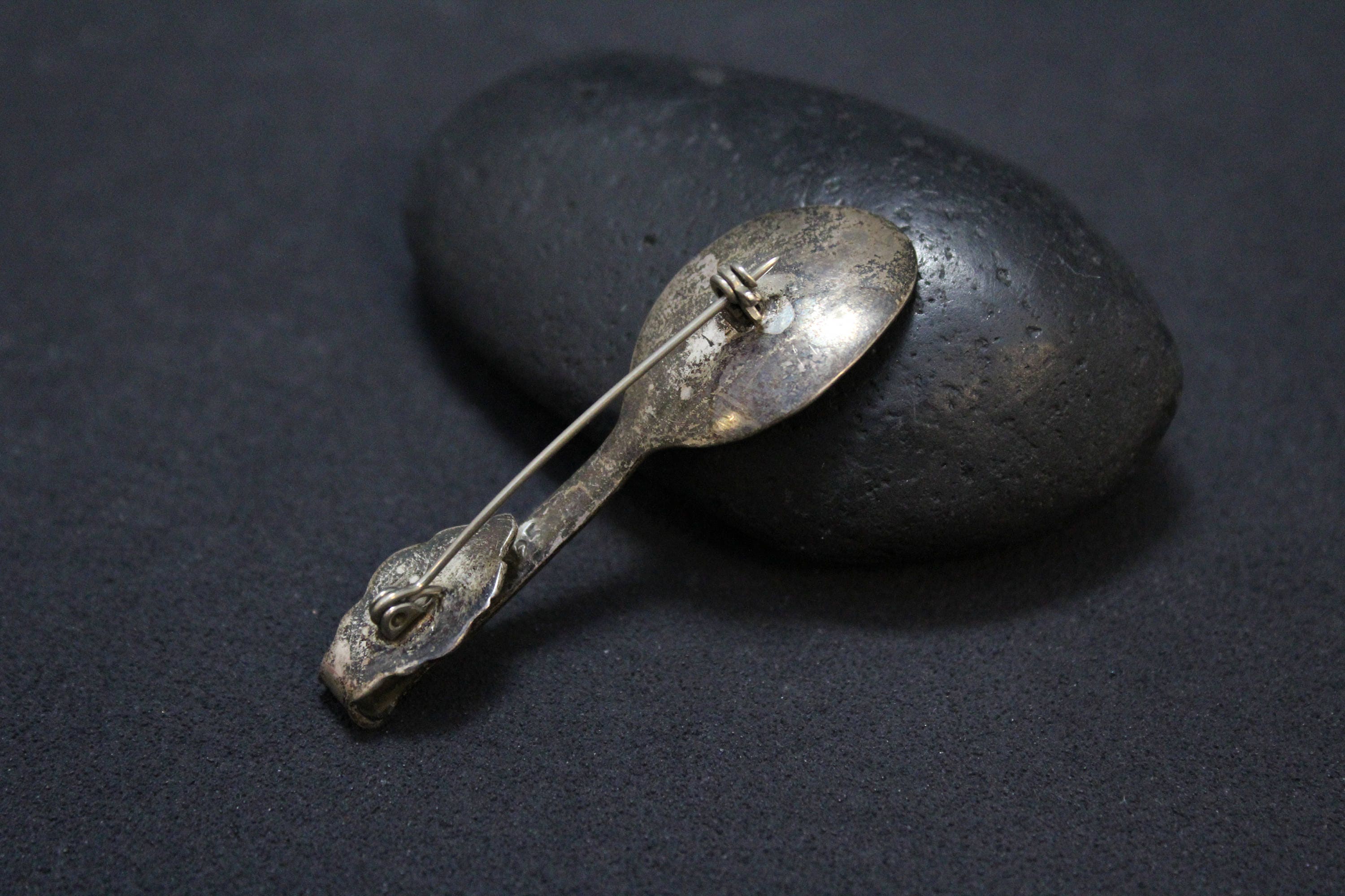 Sterling Silver Spoon Brooch, Sterling Tribal Spoon, Sterling Silver ...