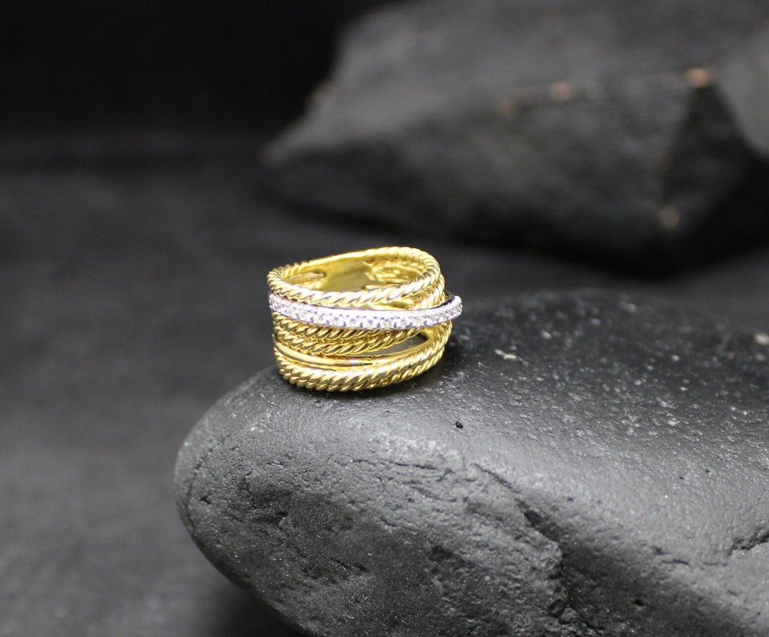 Authentic David Yurman 18k Yellow Gold Ring, Size 6.5, Crossover Ring ...
