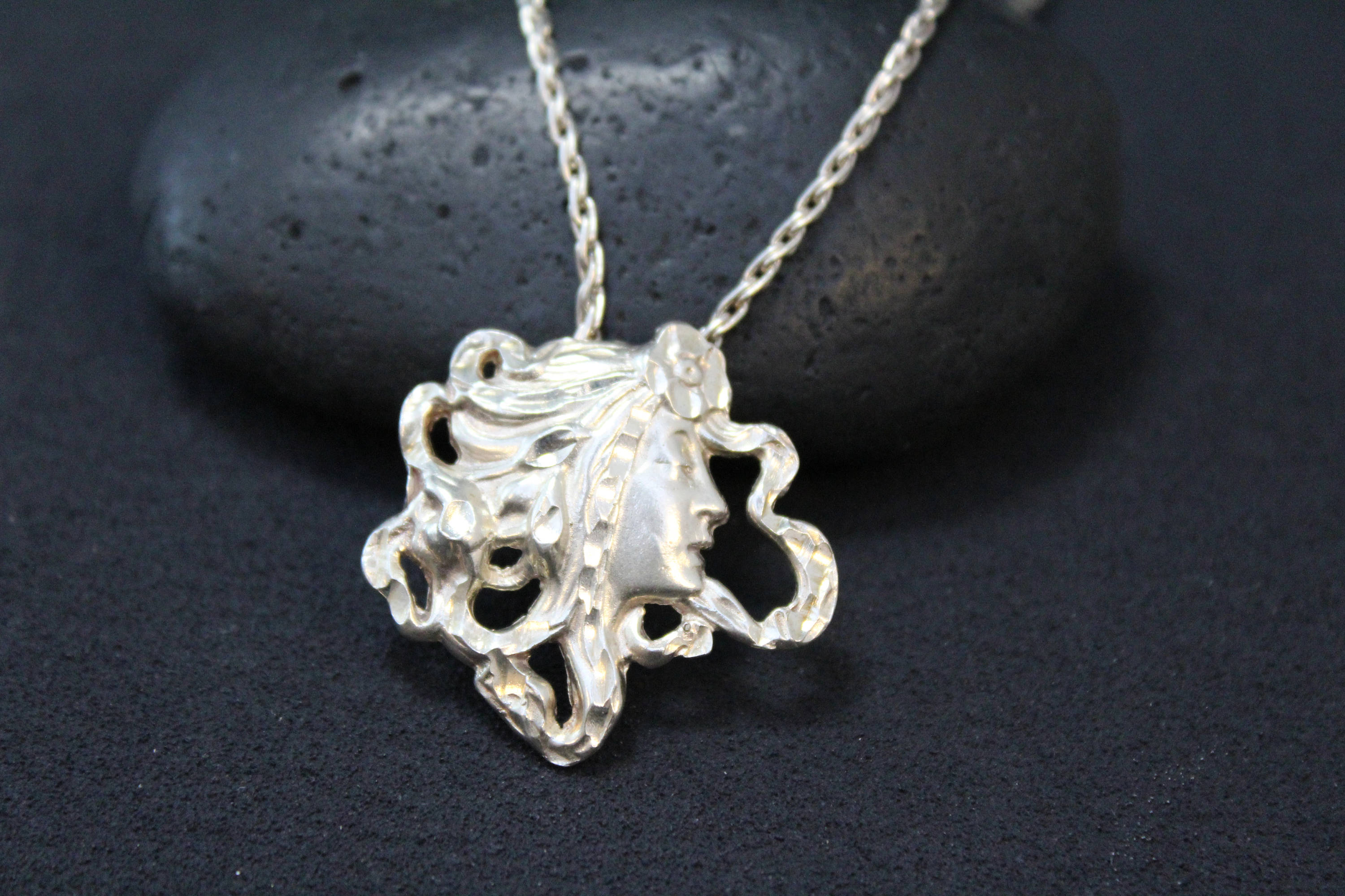 Sterling Silver Goddess Necklace on Long Rope Chain, Sterling Figural ...