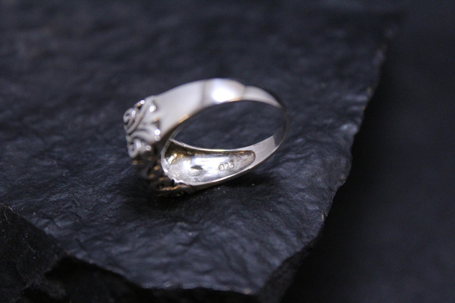 Sterling Silver Filigree Monogram Signet Ring, Vintage Silver Monogram ...