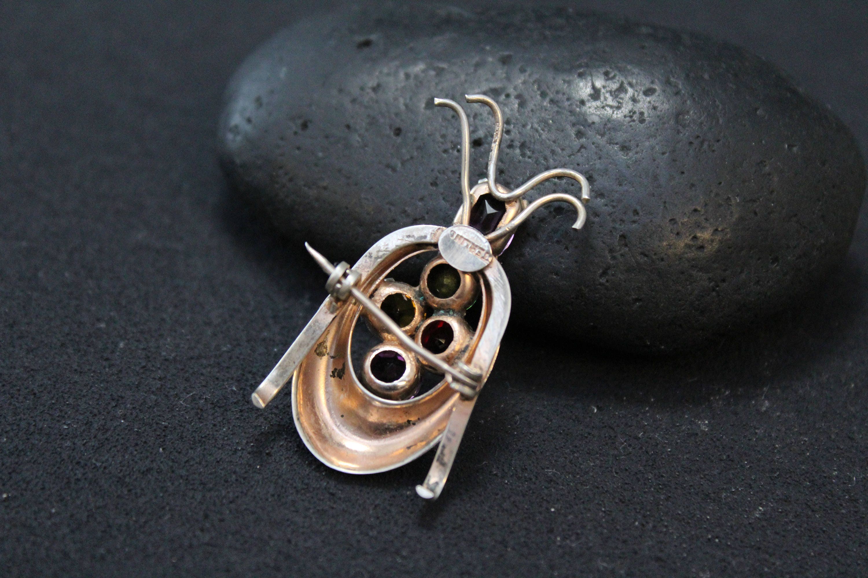 Sterling Silver Gemstone Bug Pin, Sterling Bug Brooch, Silver Bug Pin ...