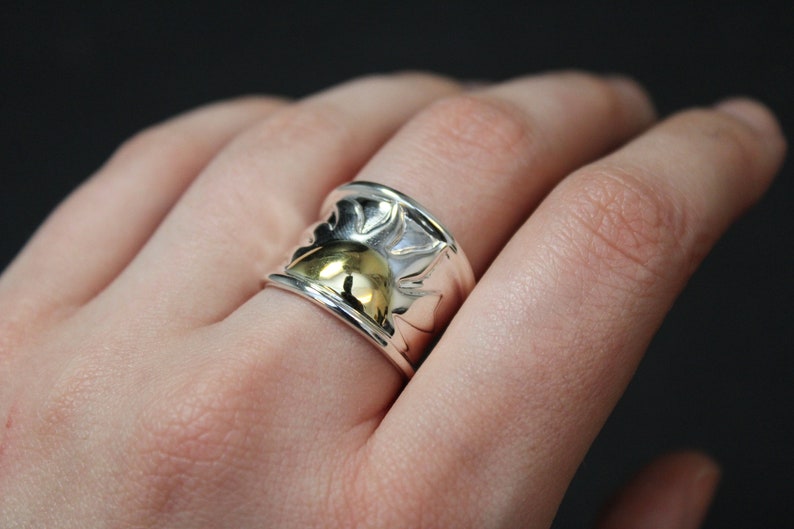 Sterling Silver Wide Boho Sun Ring, Sterling Silver Sun Ring, Cigar ...