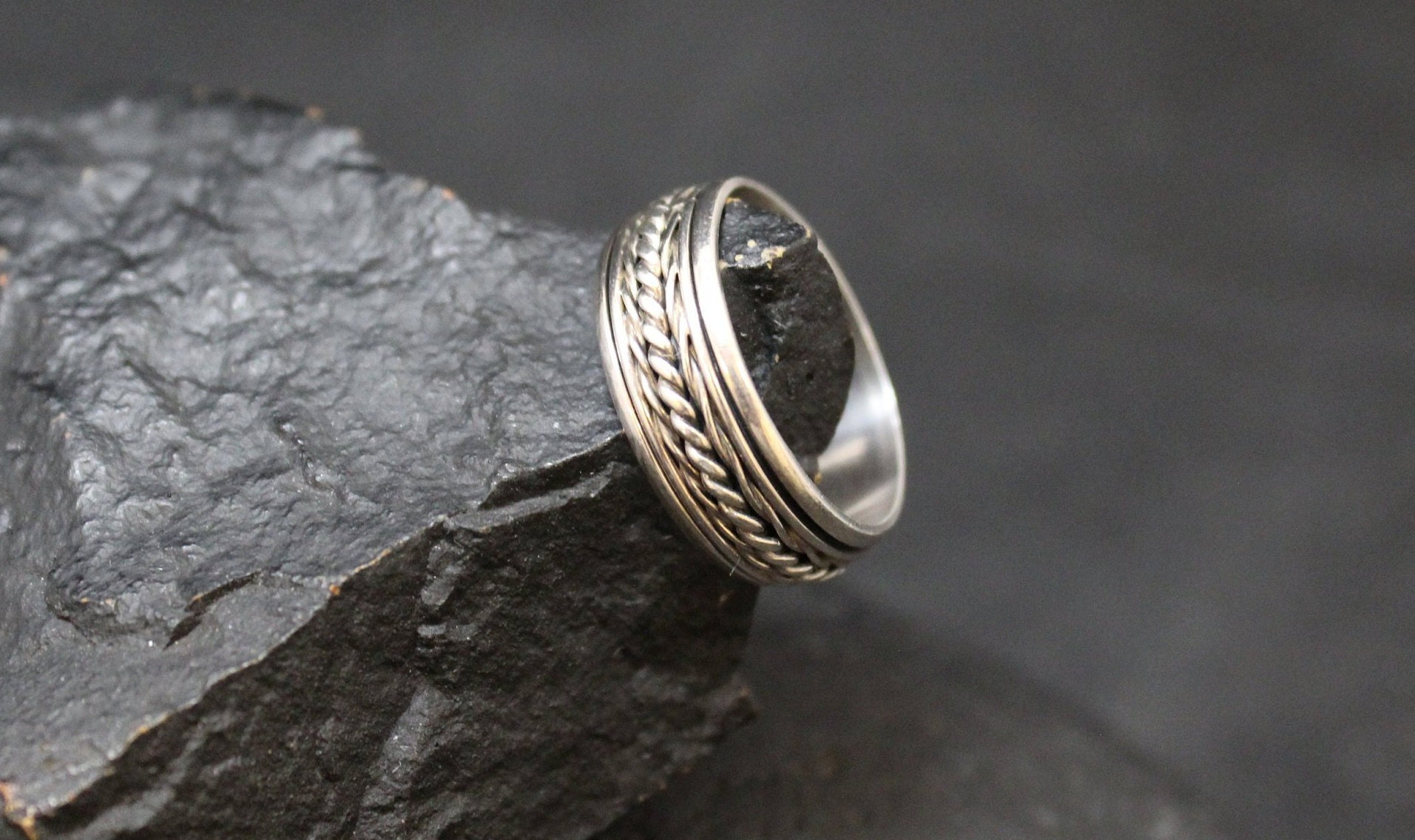 Sterling Silver Tribal Spinner Ring, Sterling Silver Rope Design Spin ...