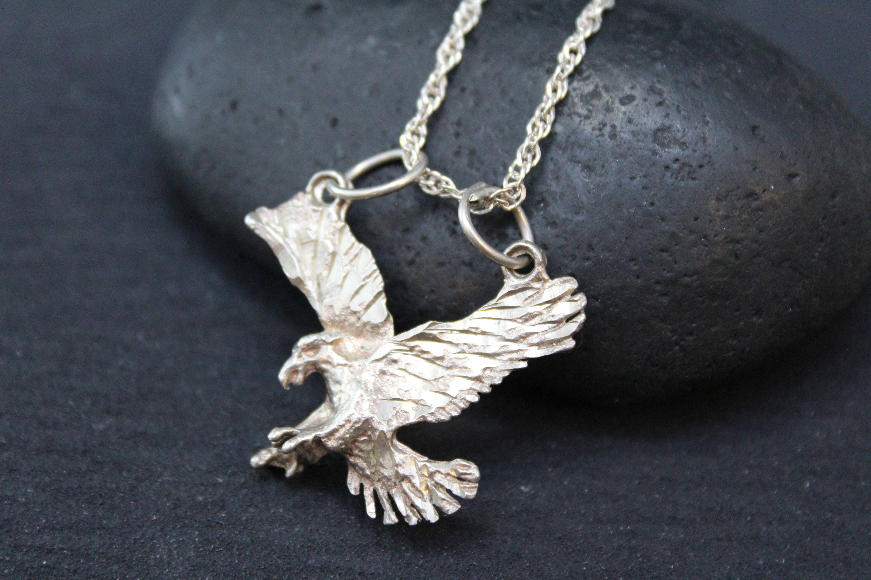 Sterling Silver Eagle Necklace, American Eagle Necklace, Sterling ...