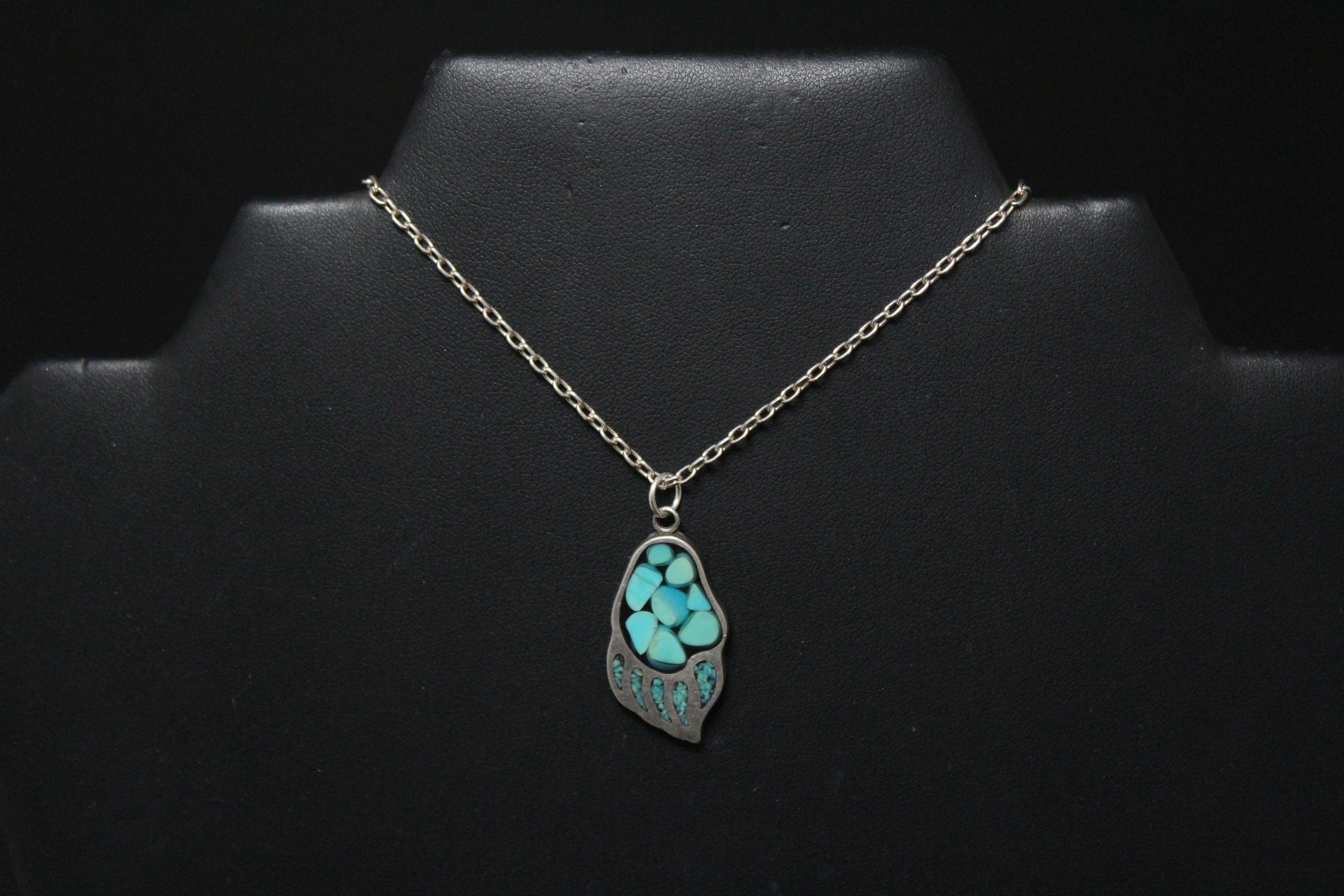 Sterling Silver Turquoise Inlay Bear Paw Necklace, Navajo Bear Paw ...