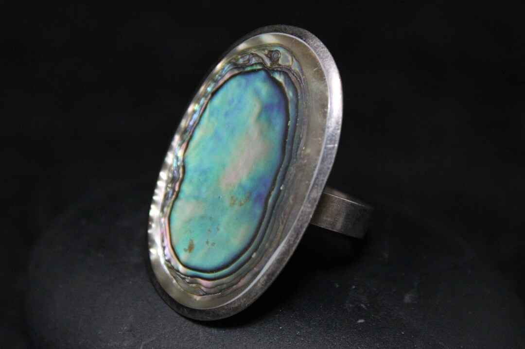Vintage Sterling Silver Mexican Abalone Adjustable Ring, Sterling ...