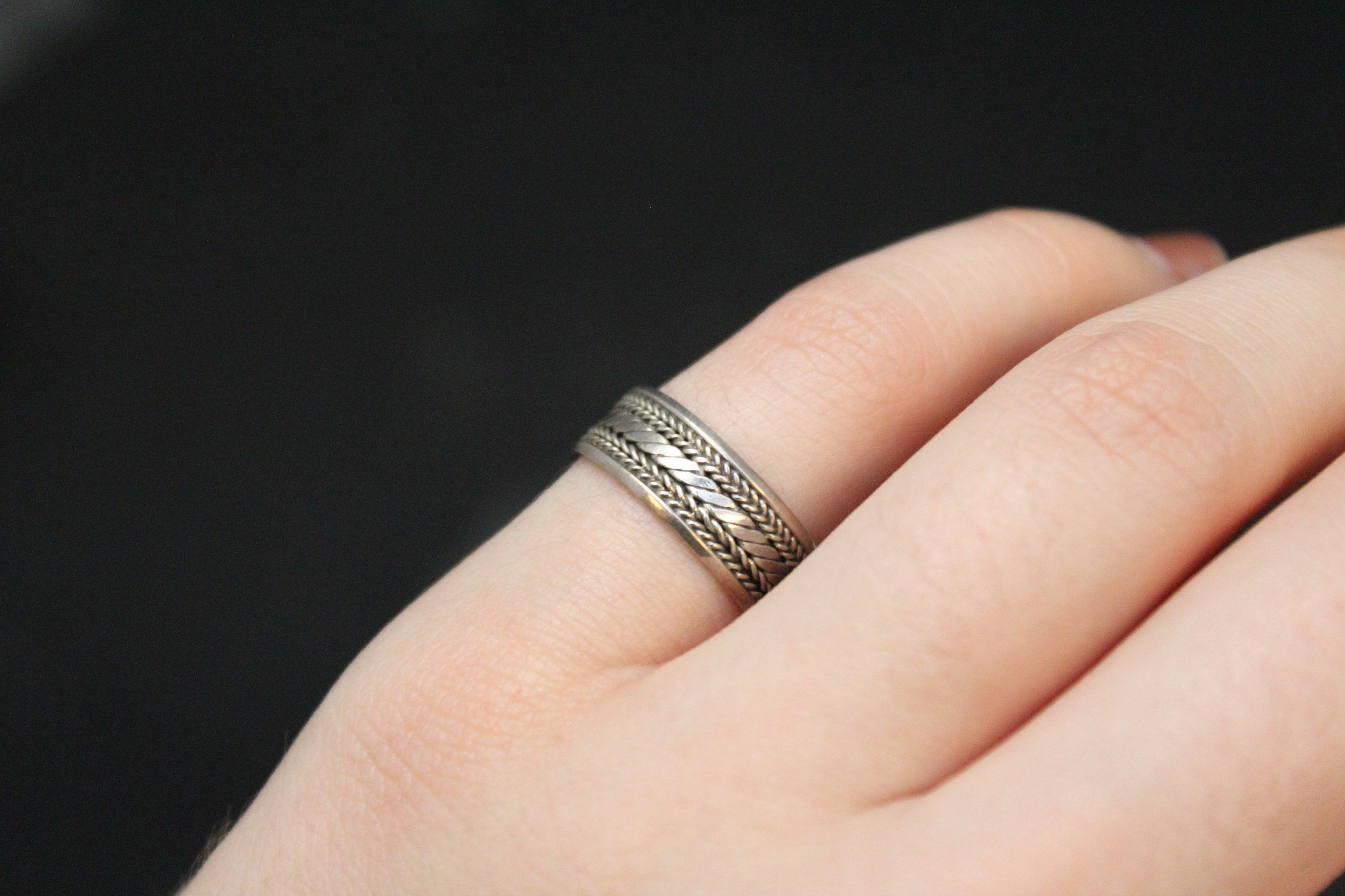 Sterling Silver Tribal Band Ring, Sterling Silver Patterned Band Ring ...