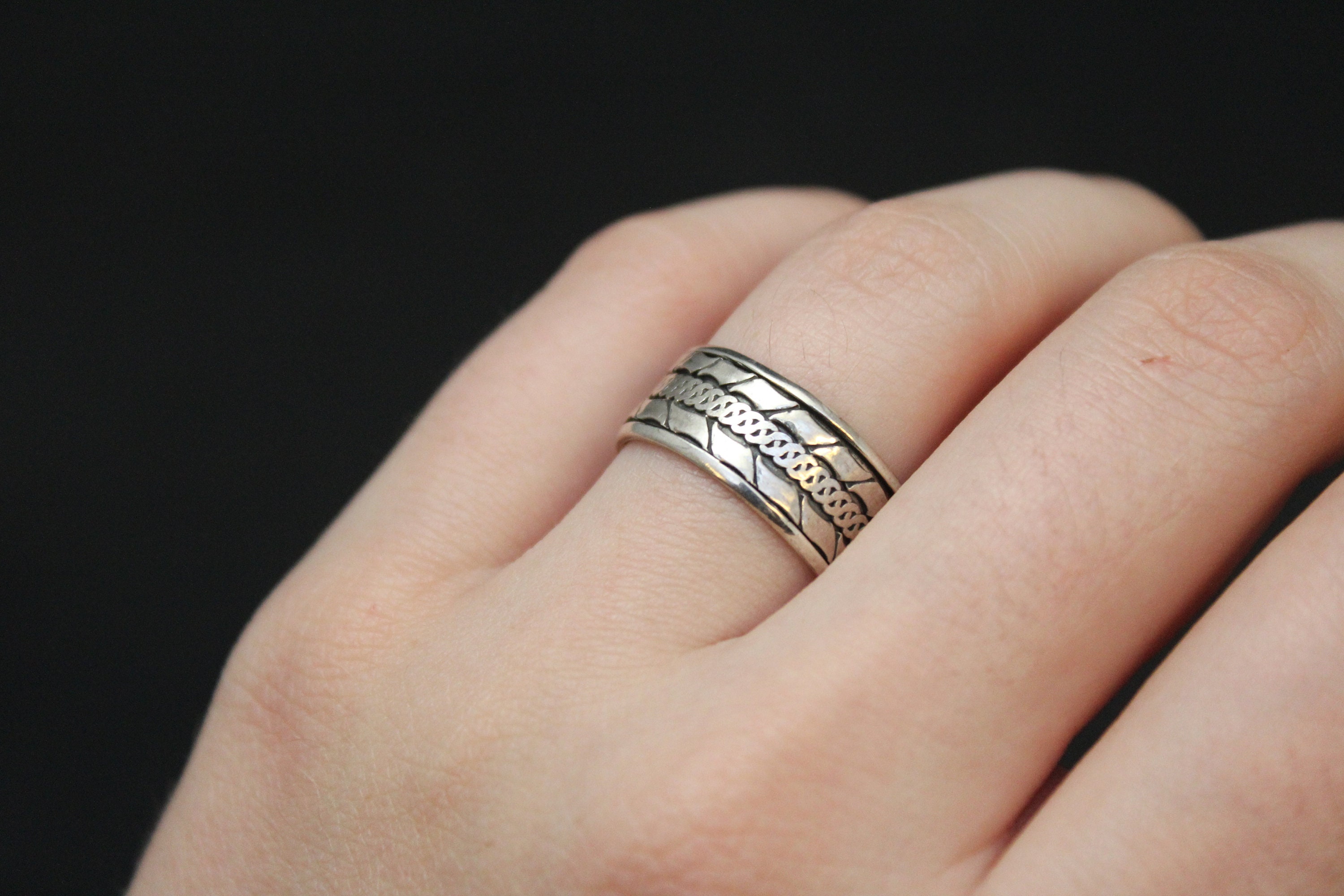 Sterling Silver Spinning Tribal Band Ring, Sterling Spinning Ring ...