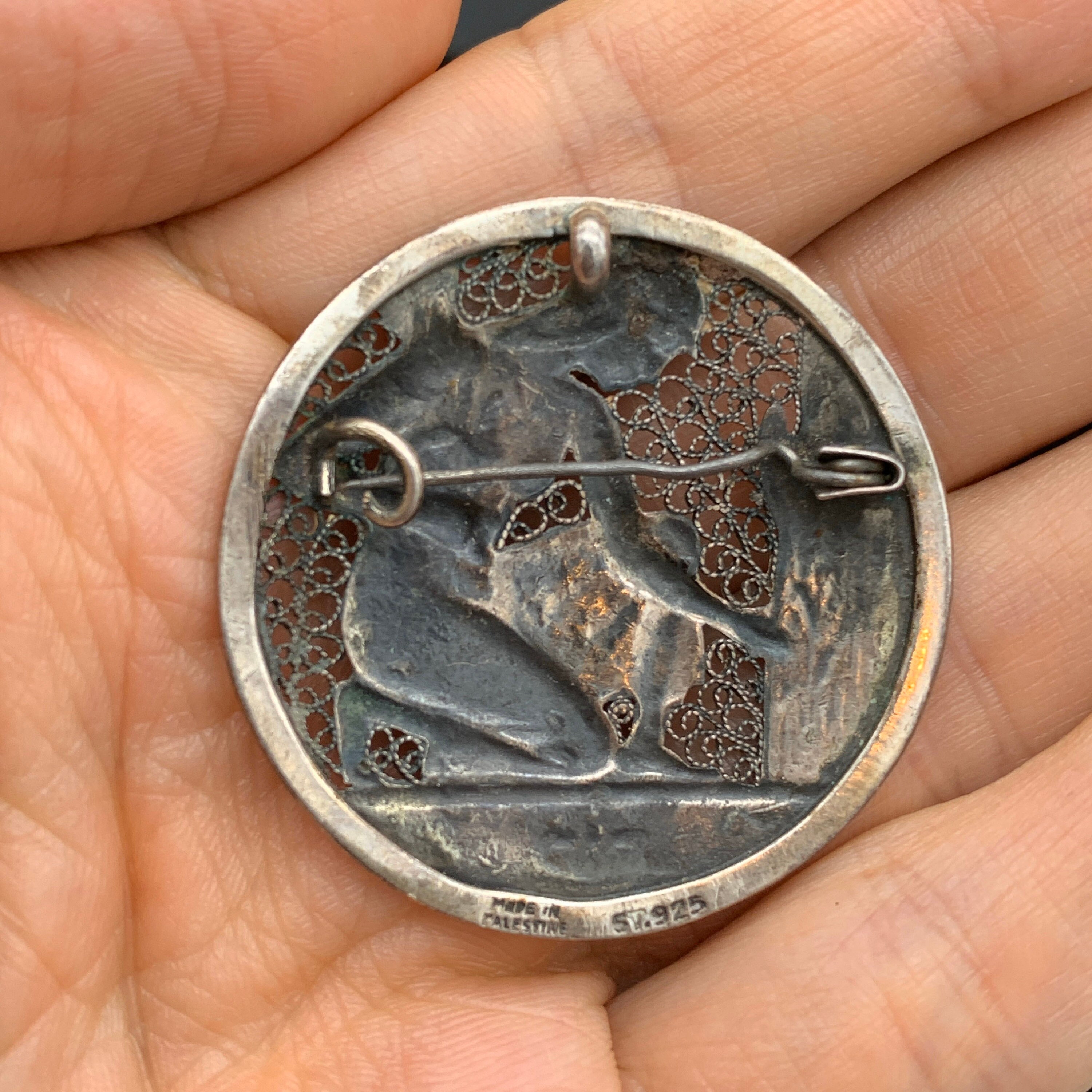 Palestinian Sterling Jewelry Pendant, Vintage 925 Silver Pin Made In ...