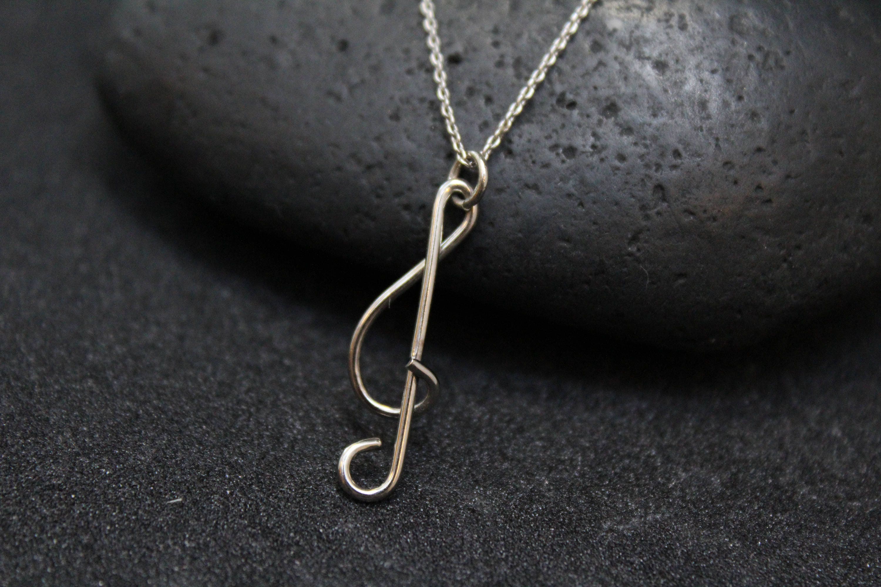 Sterling Silver Treble Clef Necklace, Treble Clef Pendant, Sterling ... Sterling Silver Treble Clef Necklace, Treble Clef Pendant, Sterling ...