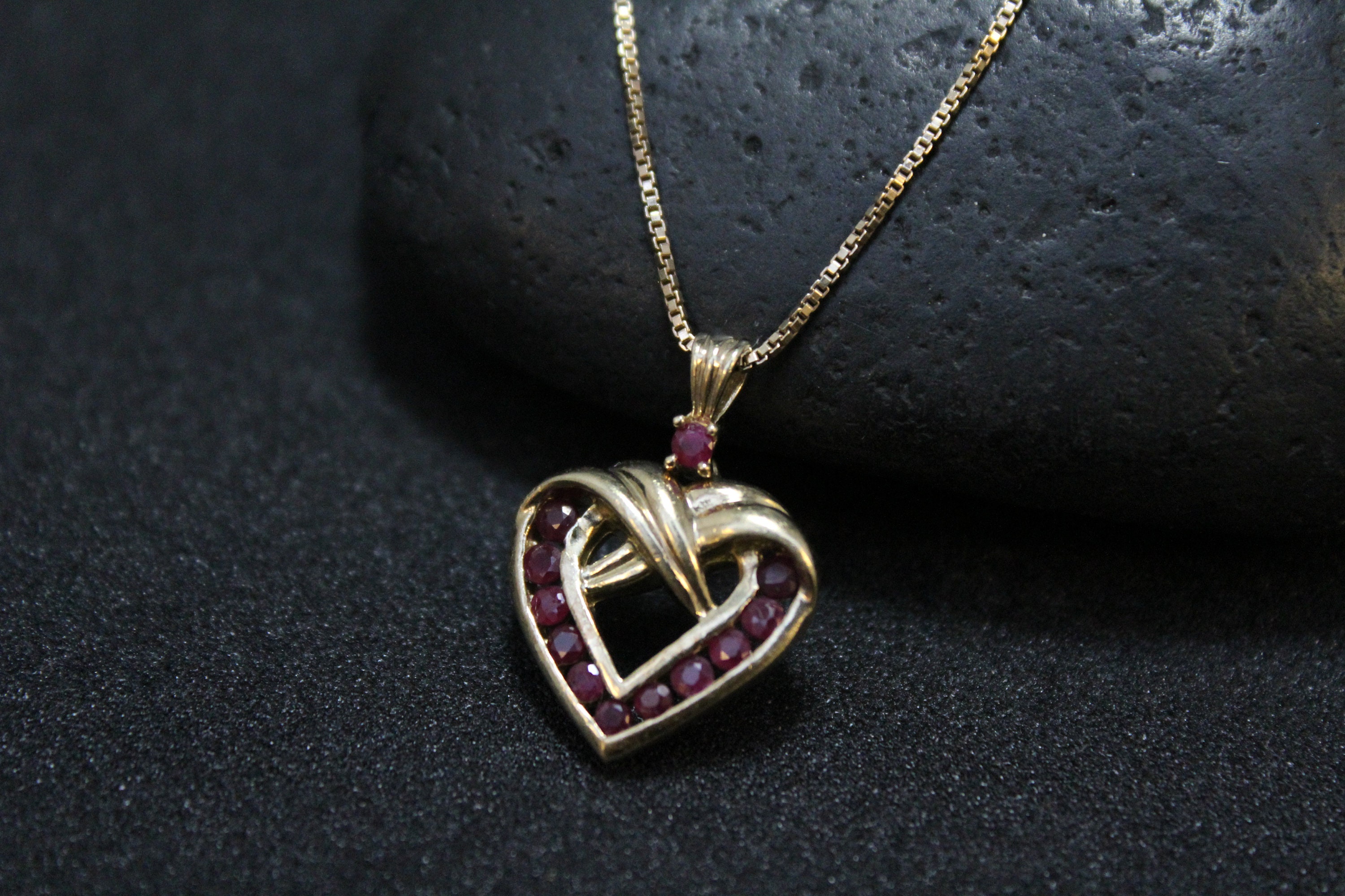 Sterling Silver Vermeil Ruby Open Heart Necklace, Open Heart Jewelry ...