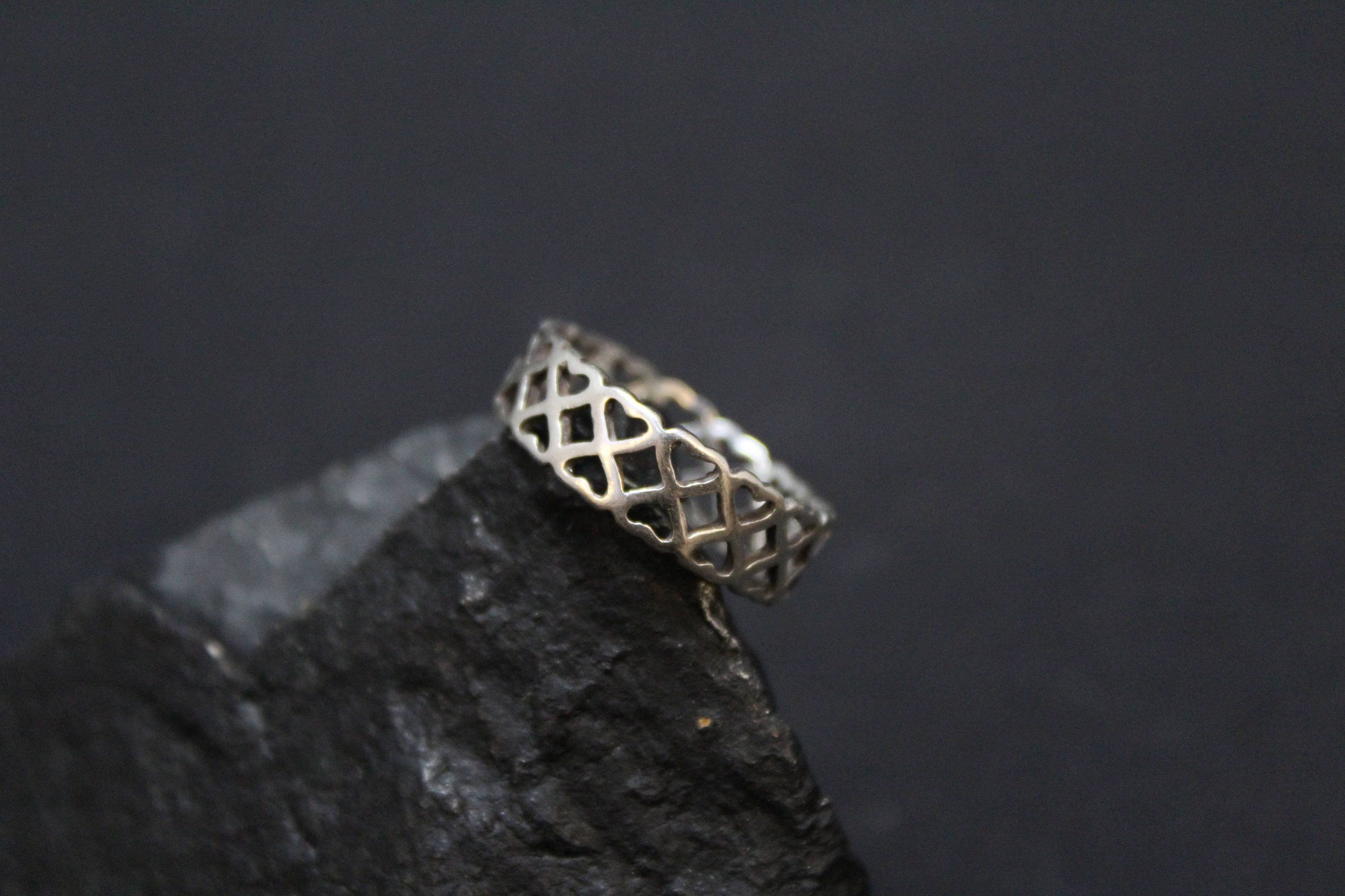Sterling Silver Cut Out Heart Band Ring, Sterling Heart Band, Sterling ...