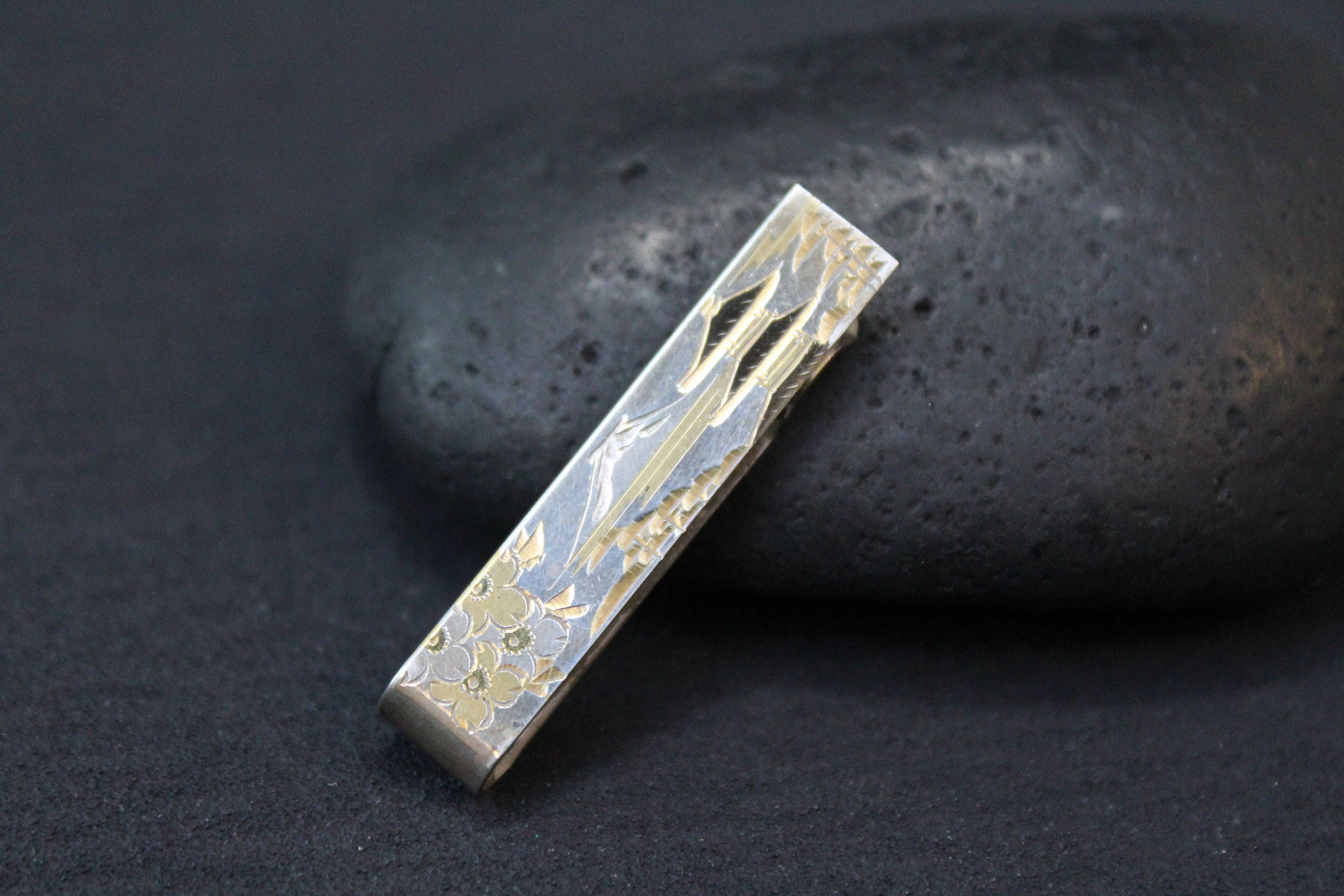 Sterling Silver Japanese Tie Bar, Sterling Cherry Blossom, Sterling Tie ...