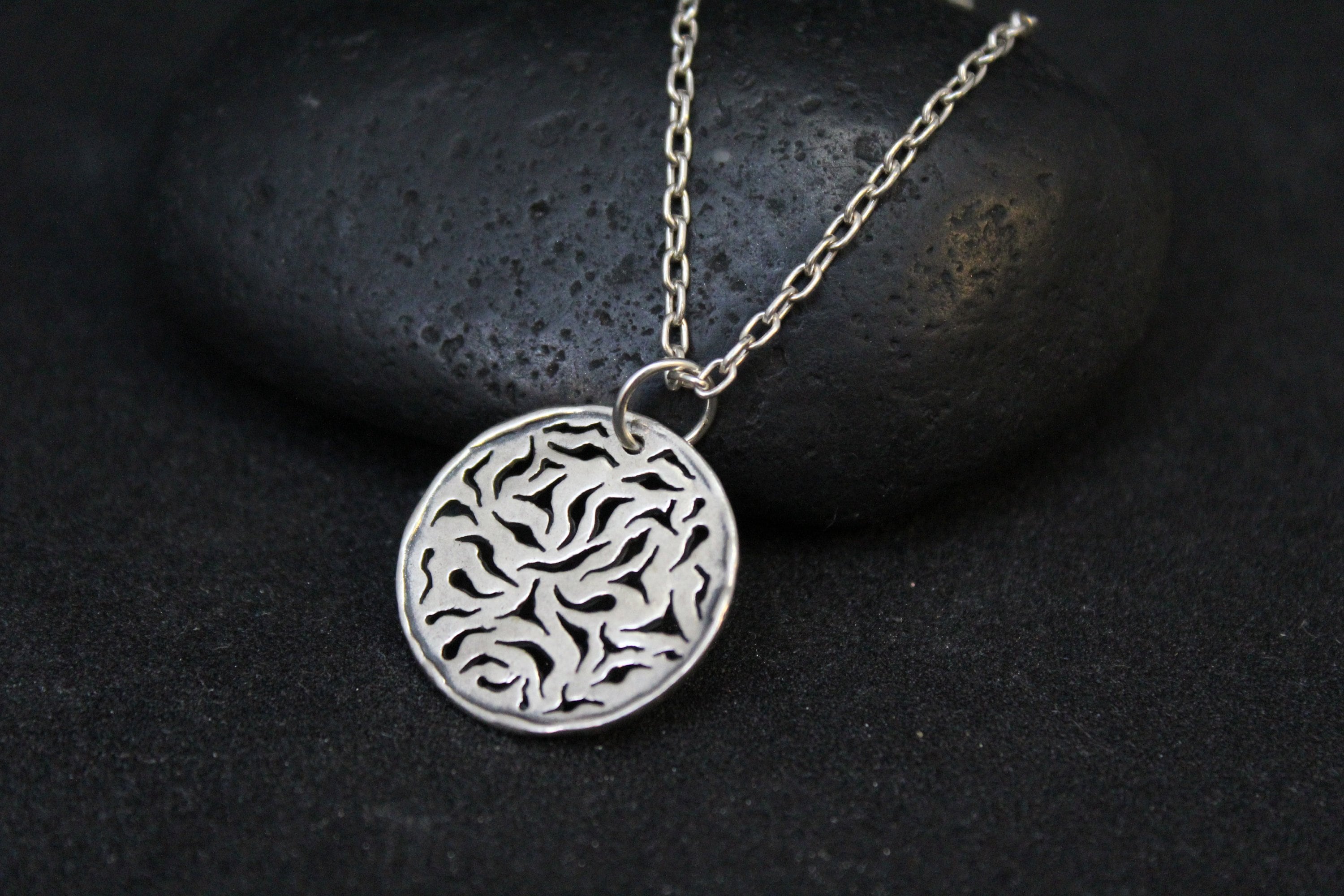 Sterling Silver Cut Out Round Pendant, Cut Out Sterling Pendant ...