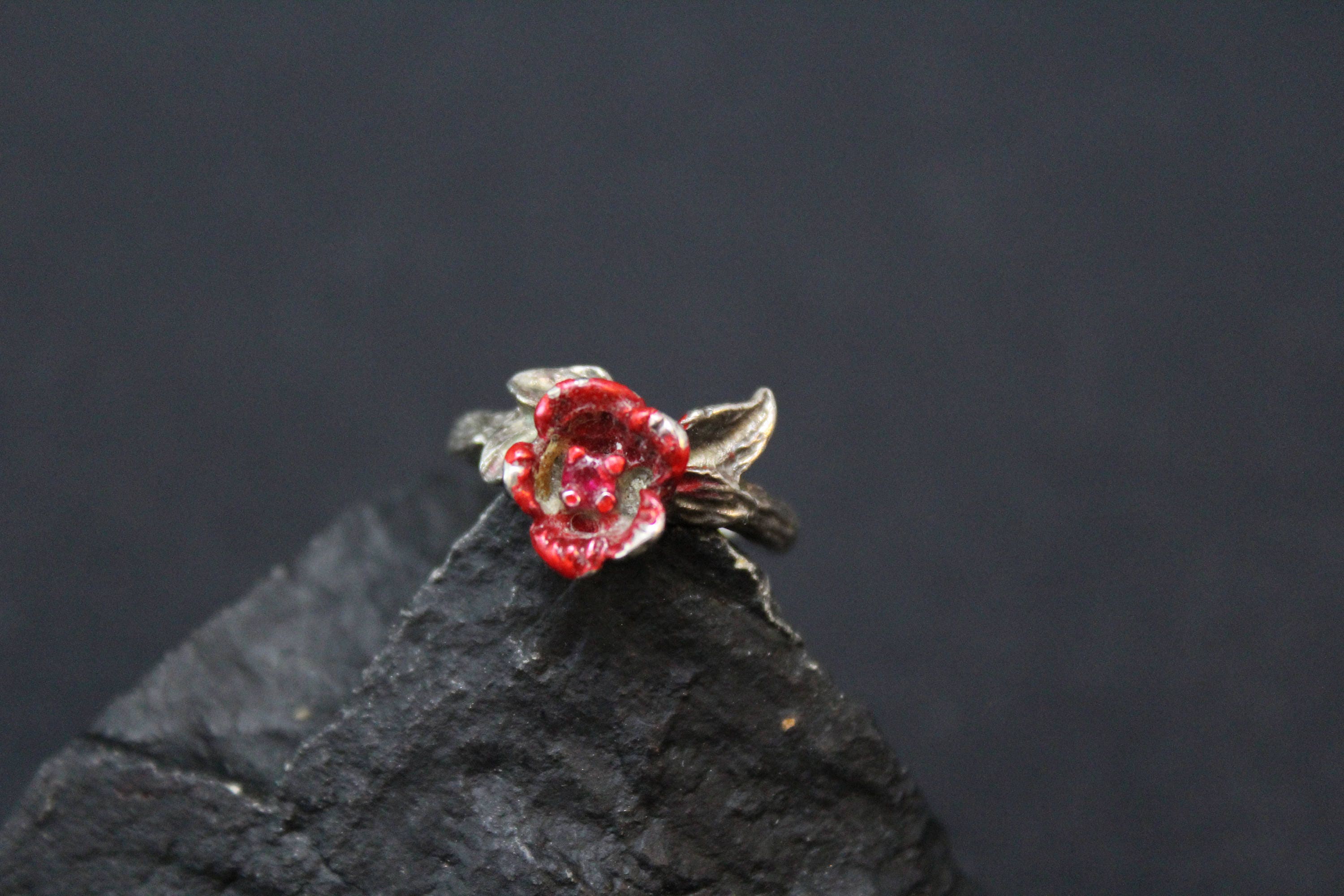 Sterling Silver Red Rose Ring, Sterling Rose Ring, Sterling Silver ...
